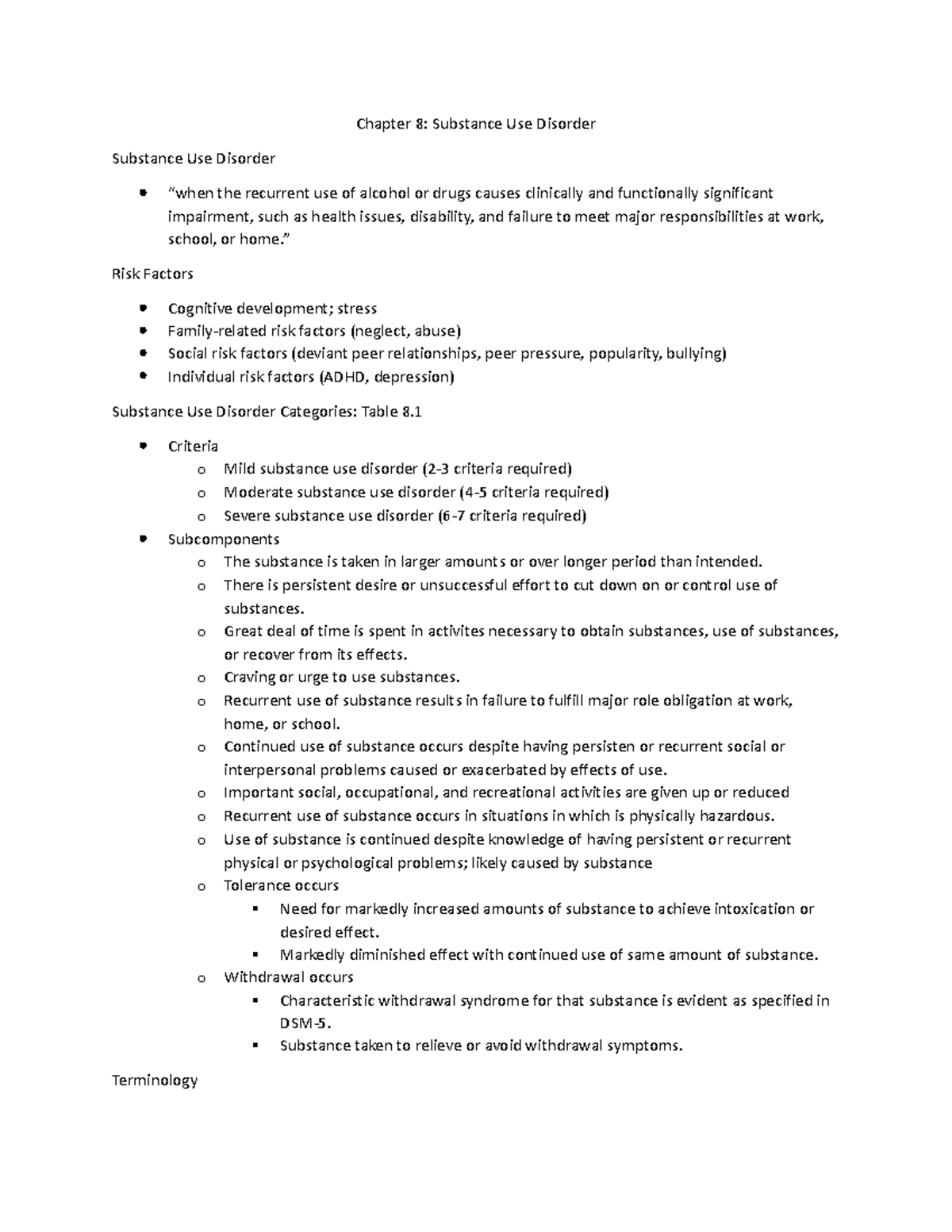 Chapter 8 - nanA - Chapter 8: Substance Use Disorder Substance Use ...