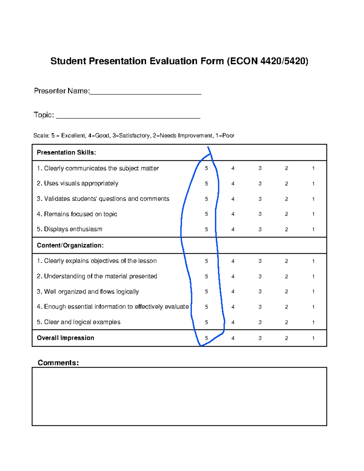 Presentation - fkafka - Student Presentation Evaluation Form (ECON 4420 ...