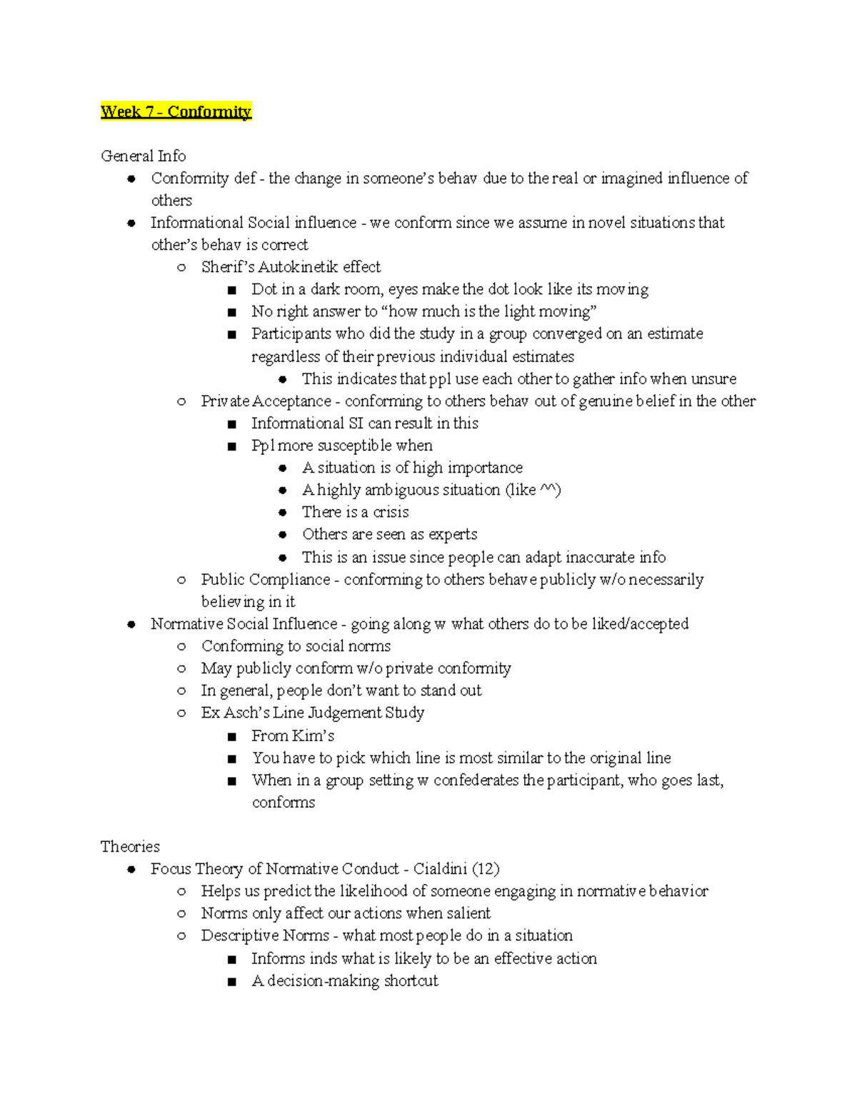 Lecture 7 - Conformity - 2yy3 - Week 7 - Conformity General Info ...