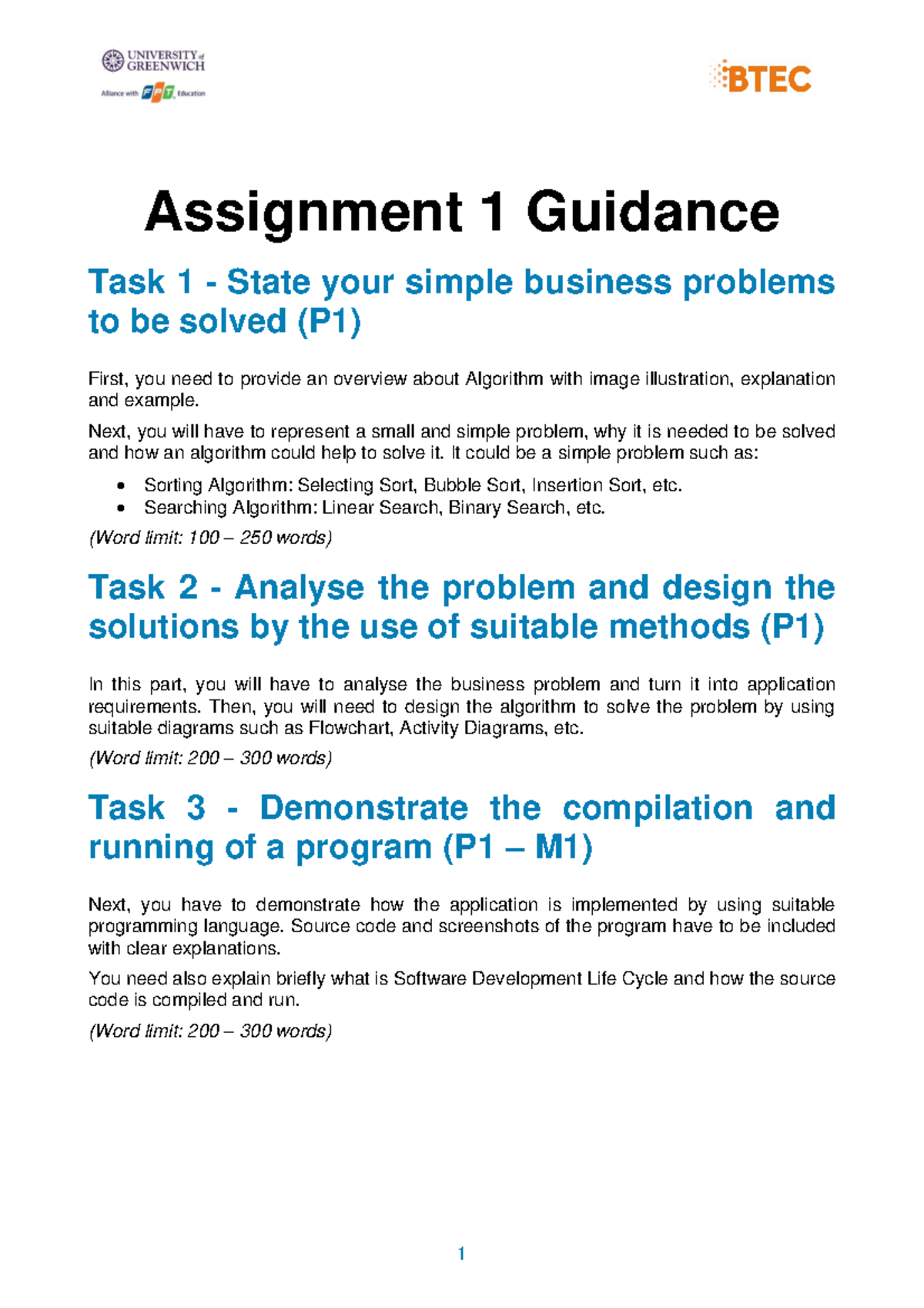 1 Unit 1 - Assignment 1 Guidance - 1 Assignment 1 Guidance Task 1 - State your simple business ...