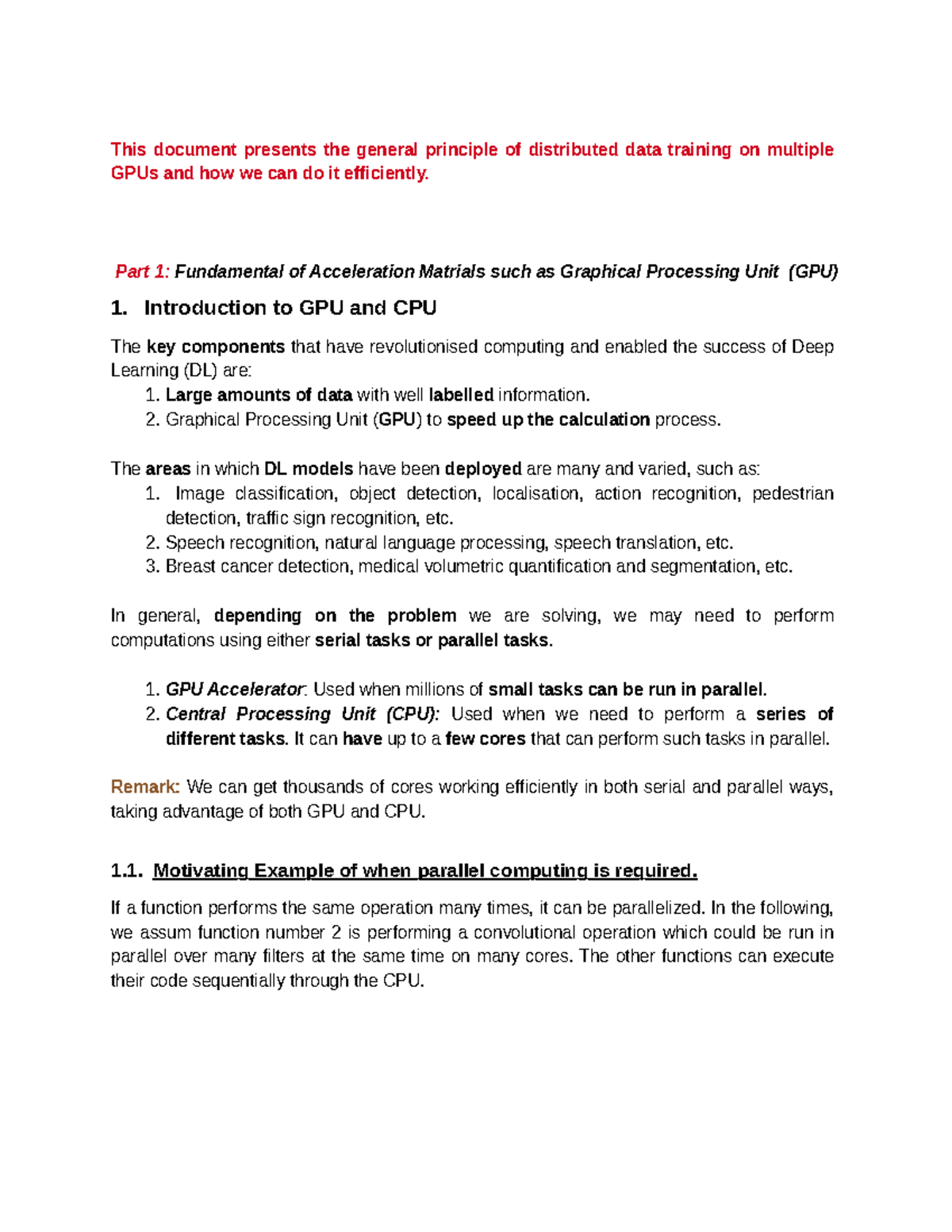 Distributed Data Training - This document presents the general ...
