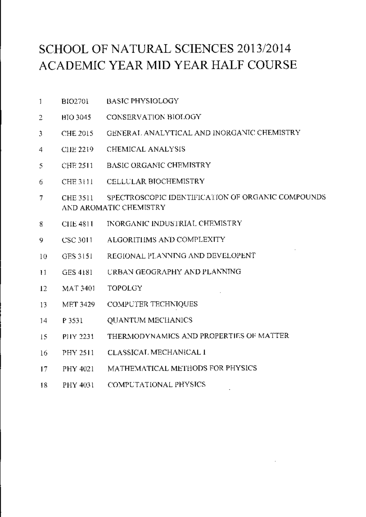 NS2013-14 Midyearhalfcourses 1 - Science Laboratory Technology - Studocu