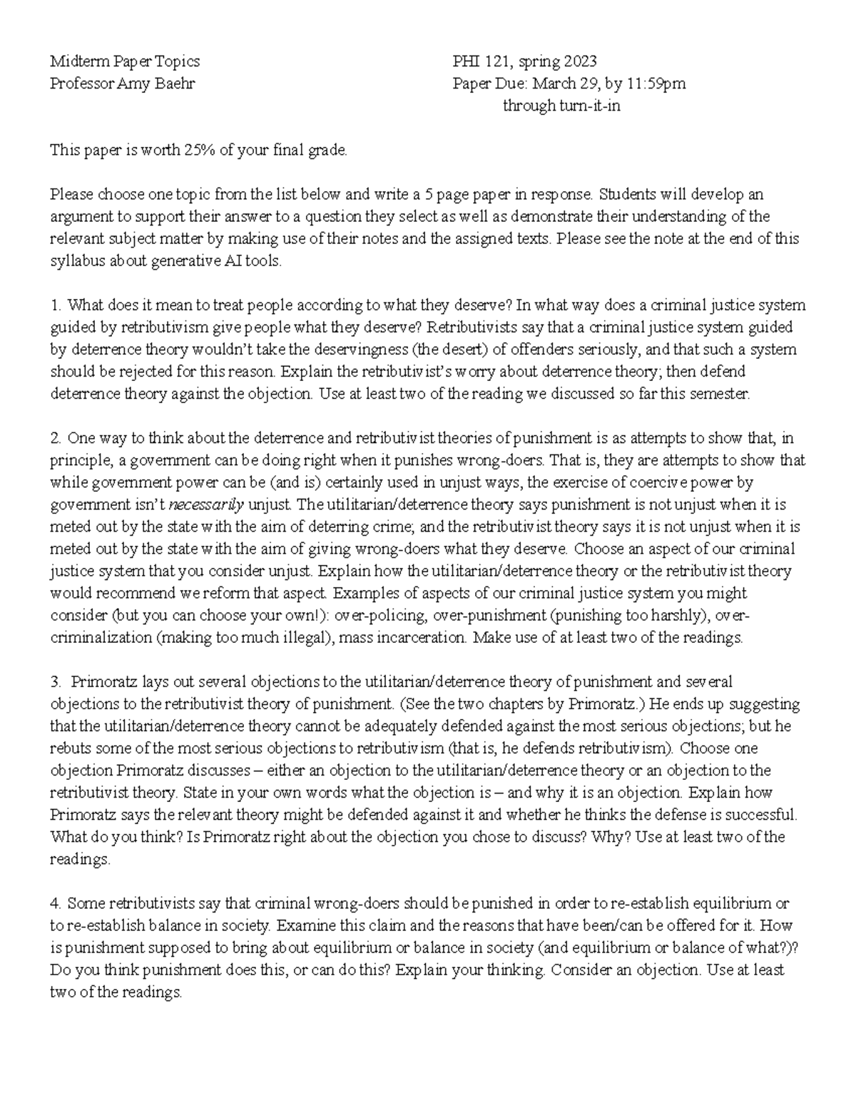 2023Midterm Paper Topics - Please choose one topic from the list below ...