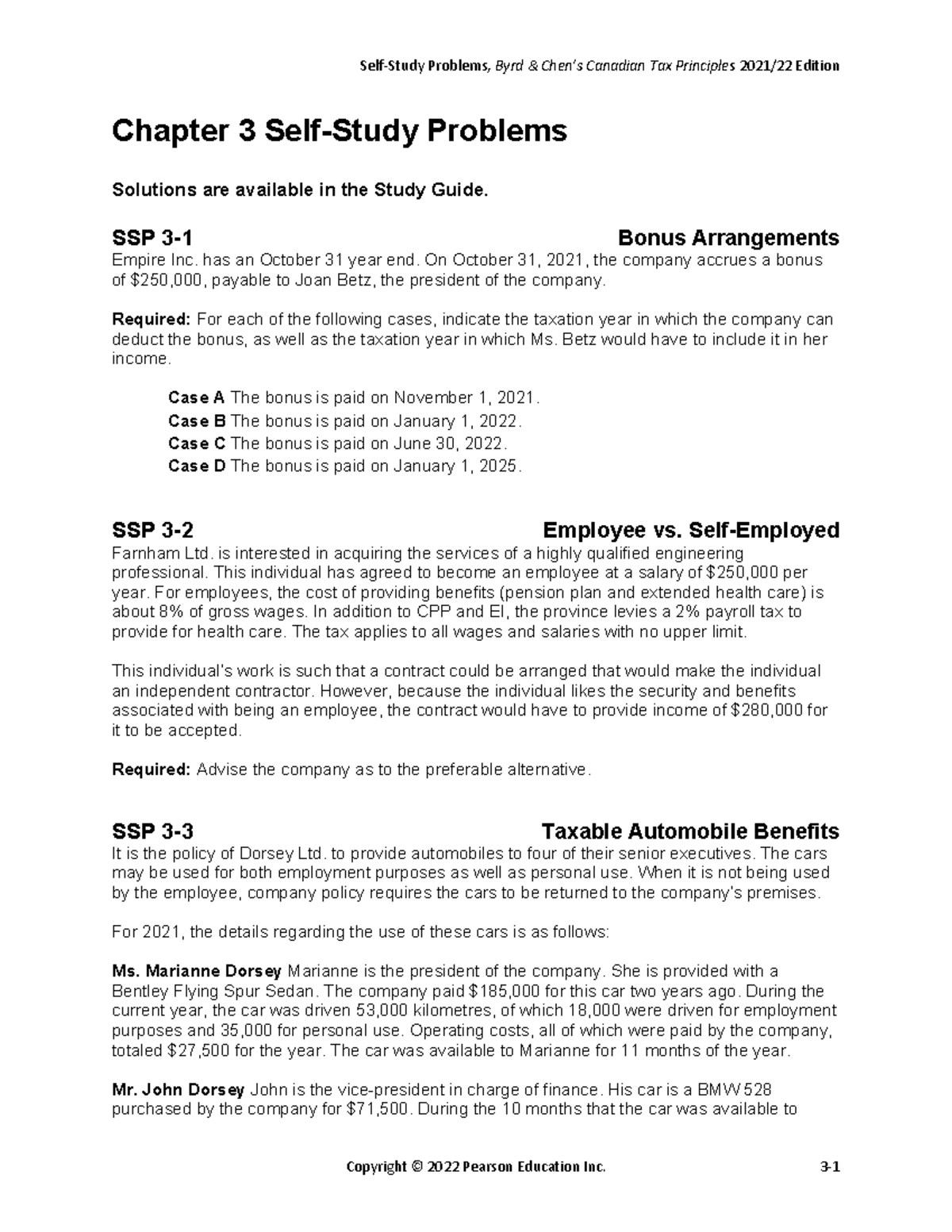 Self Study Problem chapter 3 - Chapter 3 Self-Study Problems Solutions ...