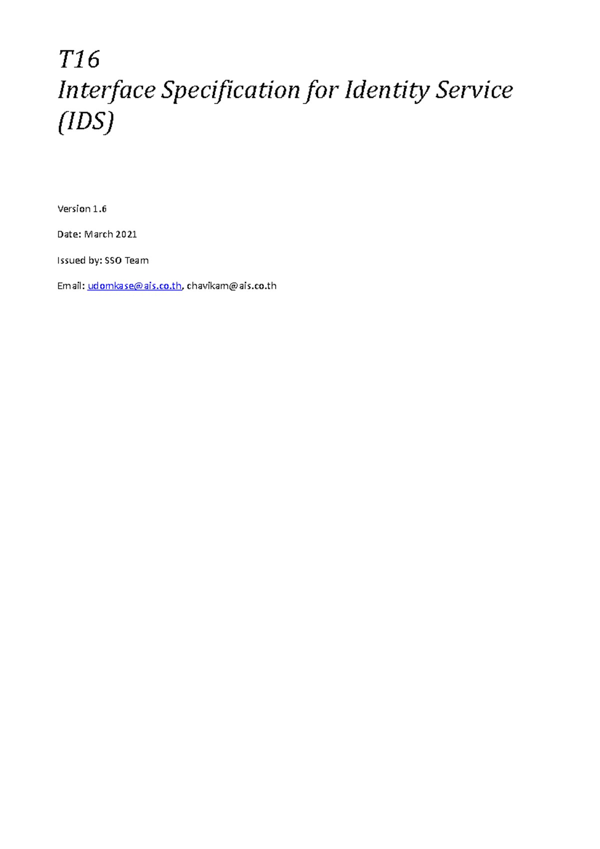 T16 Interface Specification IDS Oauth v1 - T Interface Specification ...