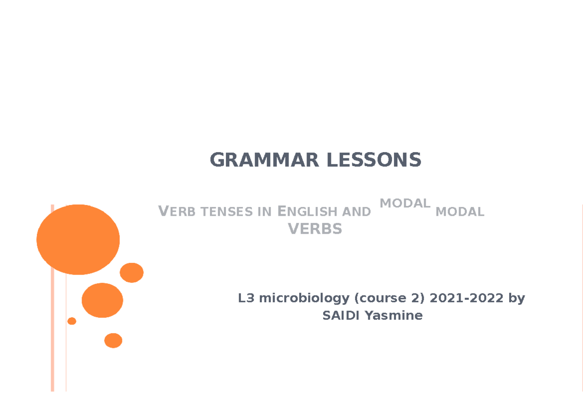 Grammar Lessons verb tenses in english and modal verbs L3 - GRAMMAR ...