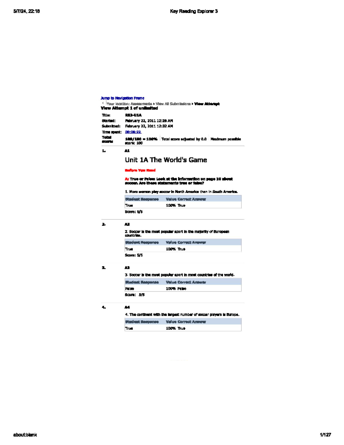 Engles - none - 22:18 Key Reading Explorer 3 Jump to Navigation Frame Your location: Assessments ...
