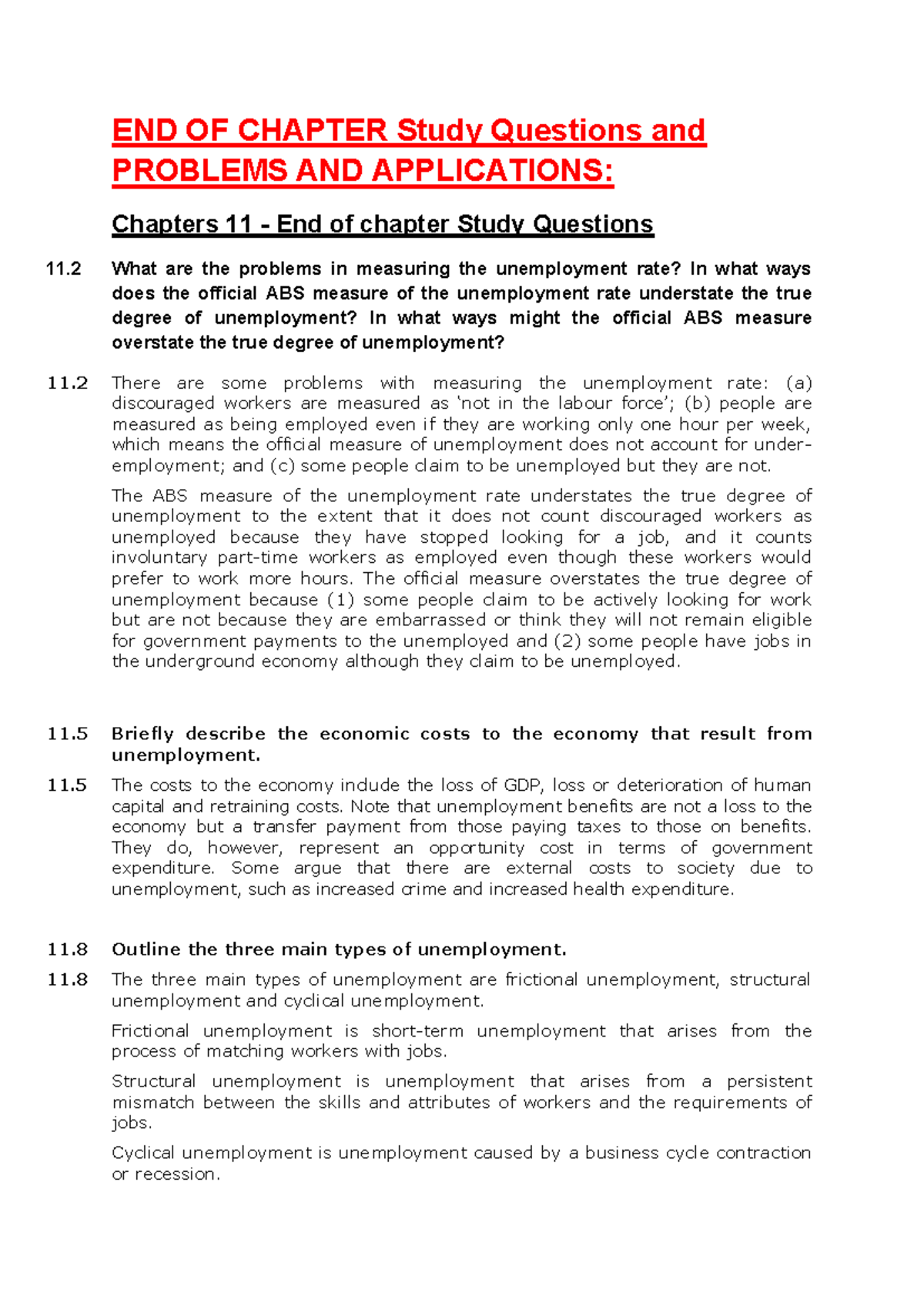 Week 11 End of Chapter Problems and Applications - END OF CHAPTER Study ...