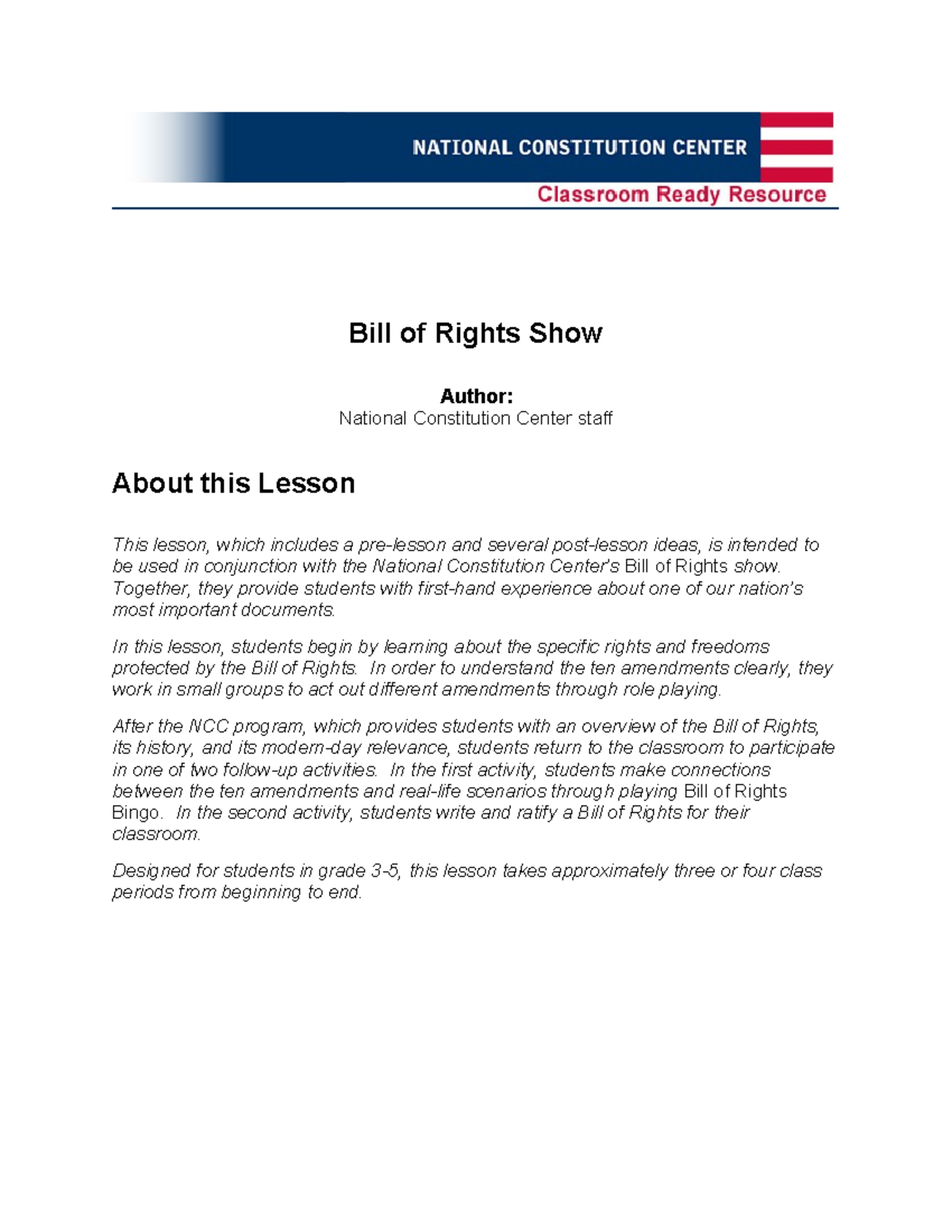 Bill of Rights 3-5 - Bill of Rights Show Author: National Constitution ...