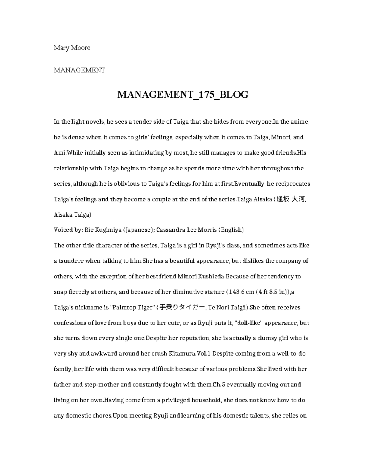 Management 175 BLOG - Mary Moore MANAGEMENT MANAGEMENT_175_BLOG In the ...