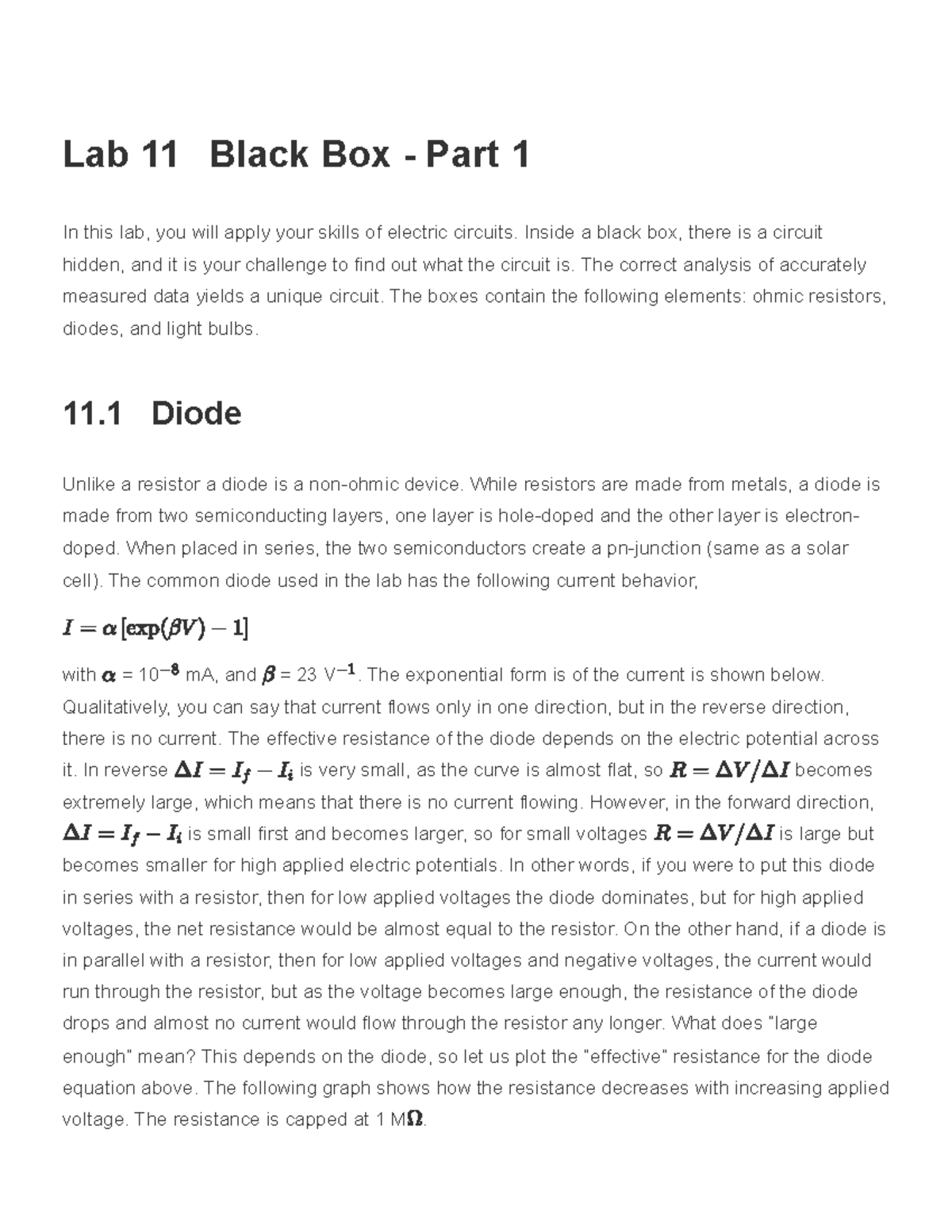 Lab 11 Black Box - Part 1 PHYS 152 Laboratory Manual 2022 - Lab 11 ...