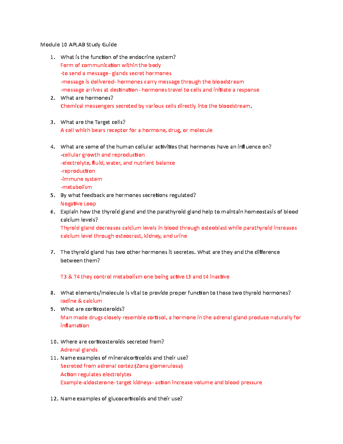 Module 10 AP LAB Study guide - Module 10 APLAB Study Guide What is the ...