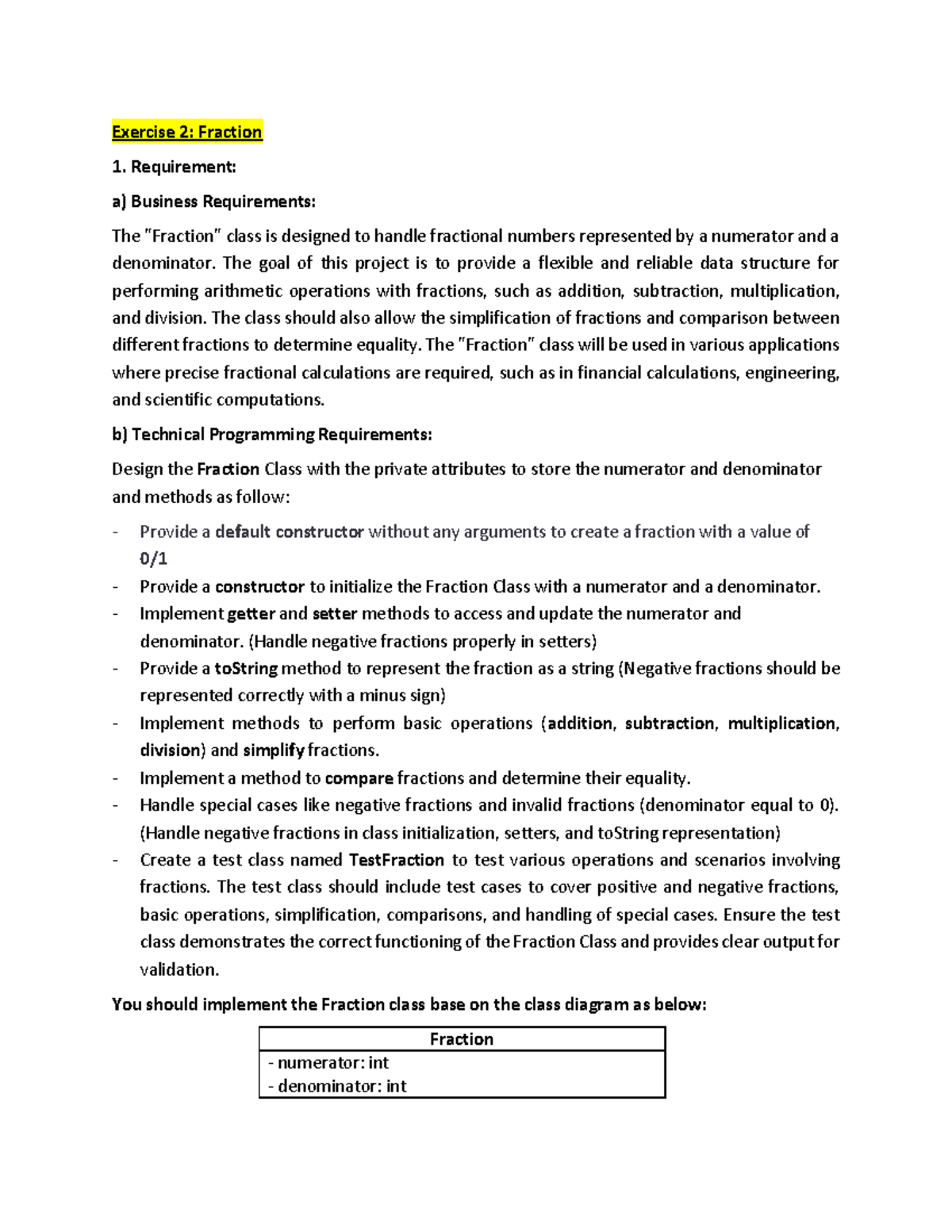 Exercise-2 - file for learning and practice - Exercise 2 : Fraction ...