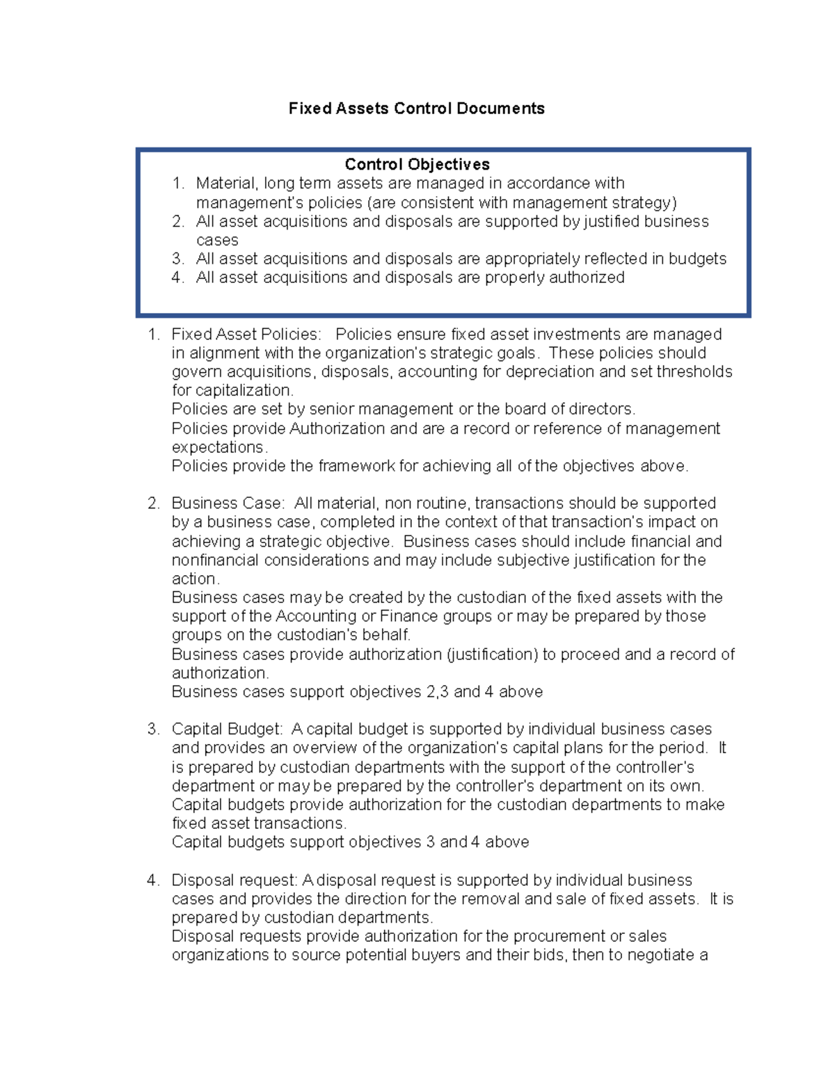 Fixed Asset control documents - Fixed Assets Control Documents Control ...