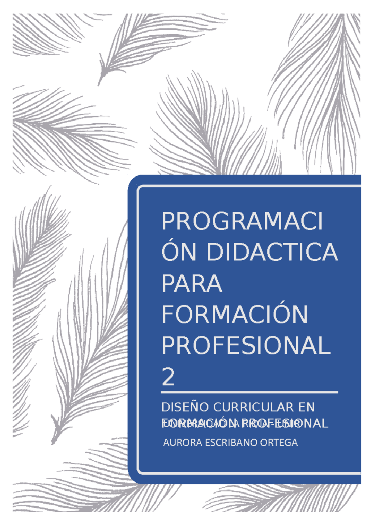 Actividad 2 Diseño Curricular - PROGRAMACI ÓN DIDACTICA PARA FORMACIÓN PROFESIONAL 2 DISEÑO ...