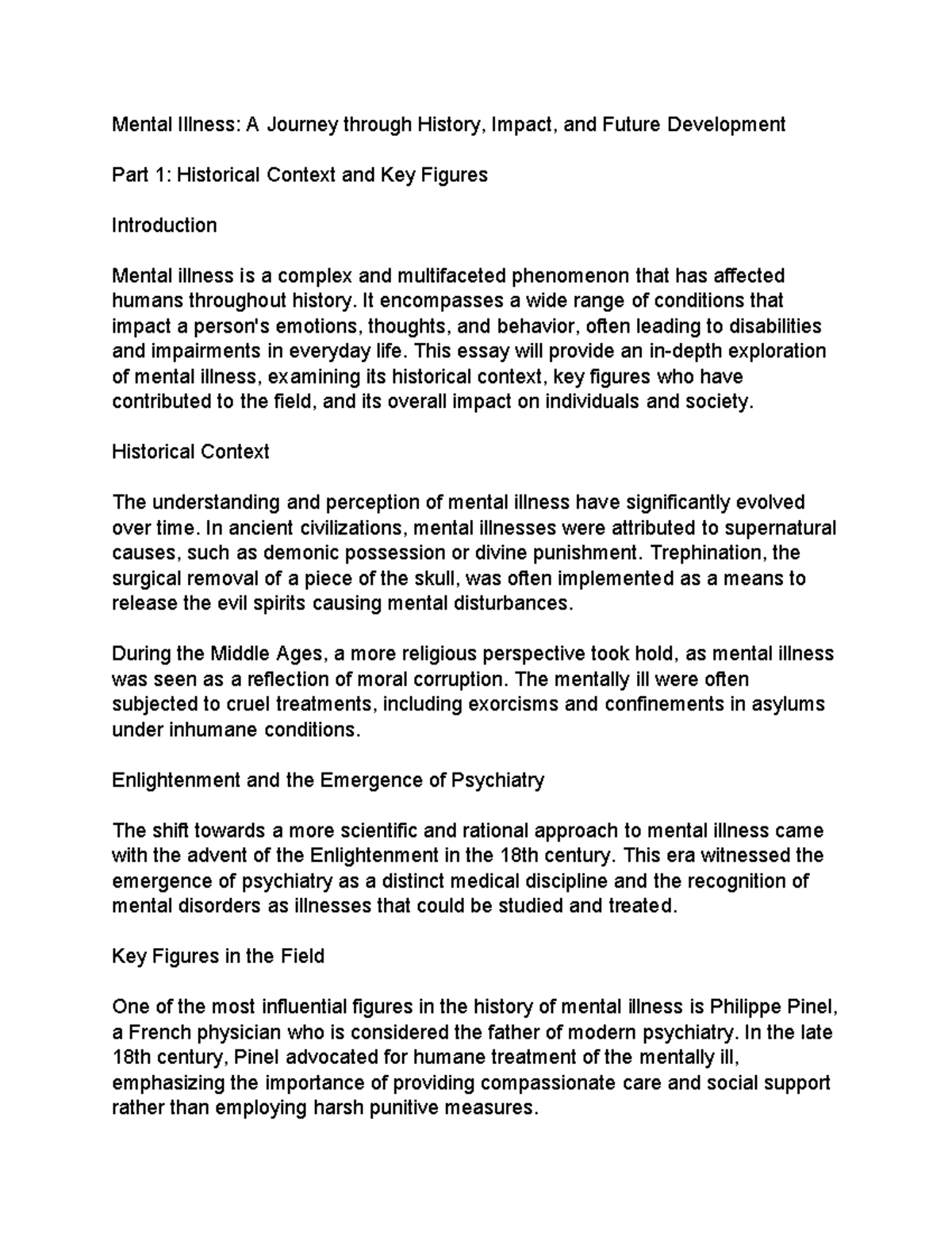 Mental Illness 1 - psychology - Mental Illness: A Journey through ...