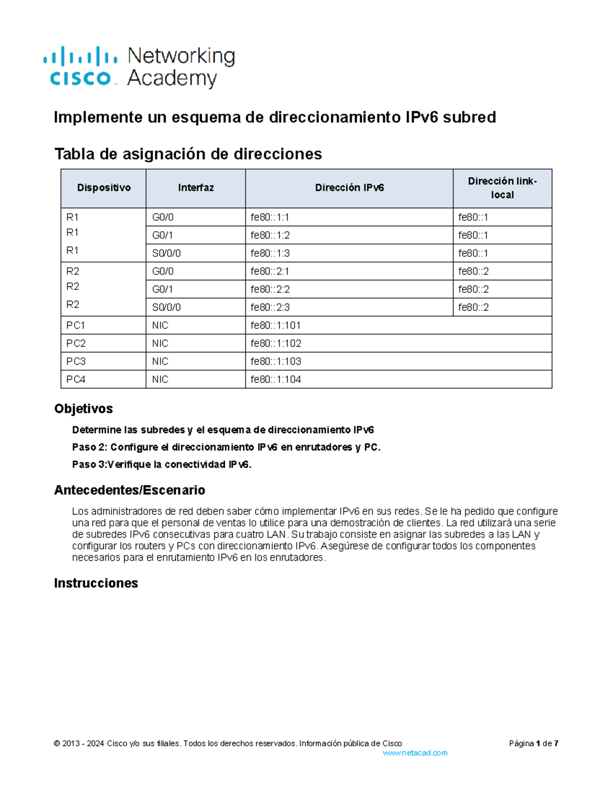 CP- Paso 4-Práctica 2-Laboratorio Remoto - Tabla de asignación de direcciones Dispositivo ...