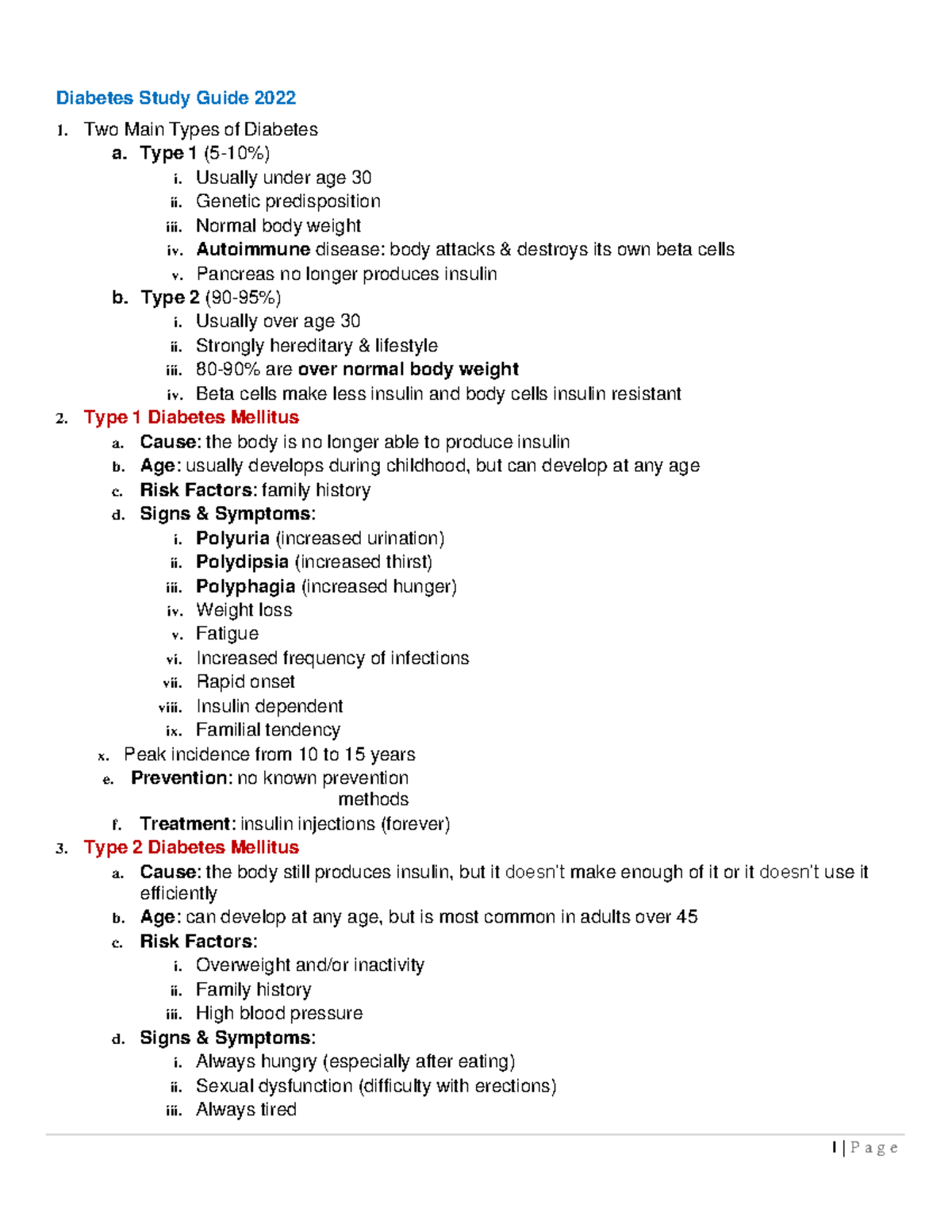 Diabetes Study Guide 2022 - Diabetes Study Guide 2022 1. Two Main Types ...