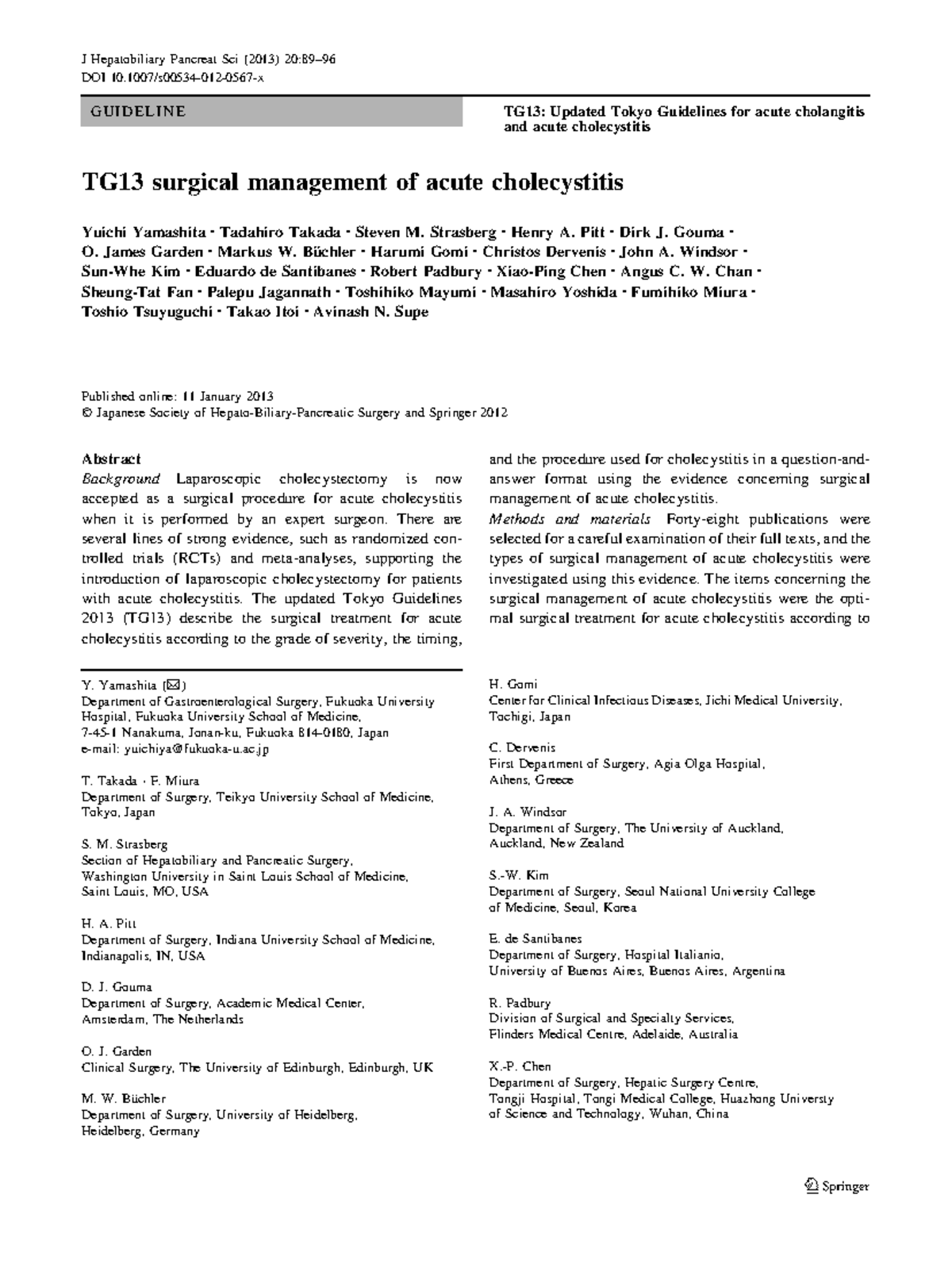J Hepato Biliary Pancreat - 2013 - Yamashita - TG13 surgical management ...