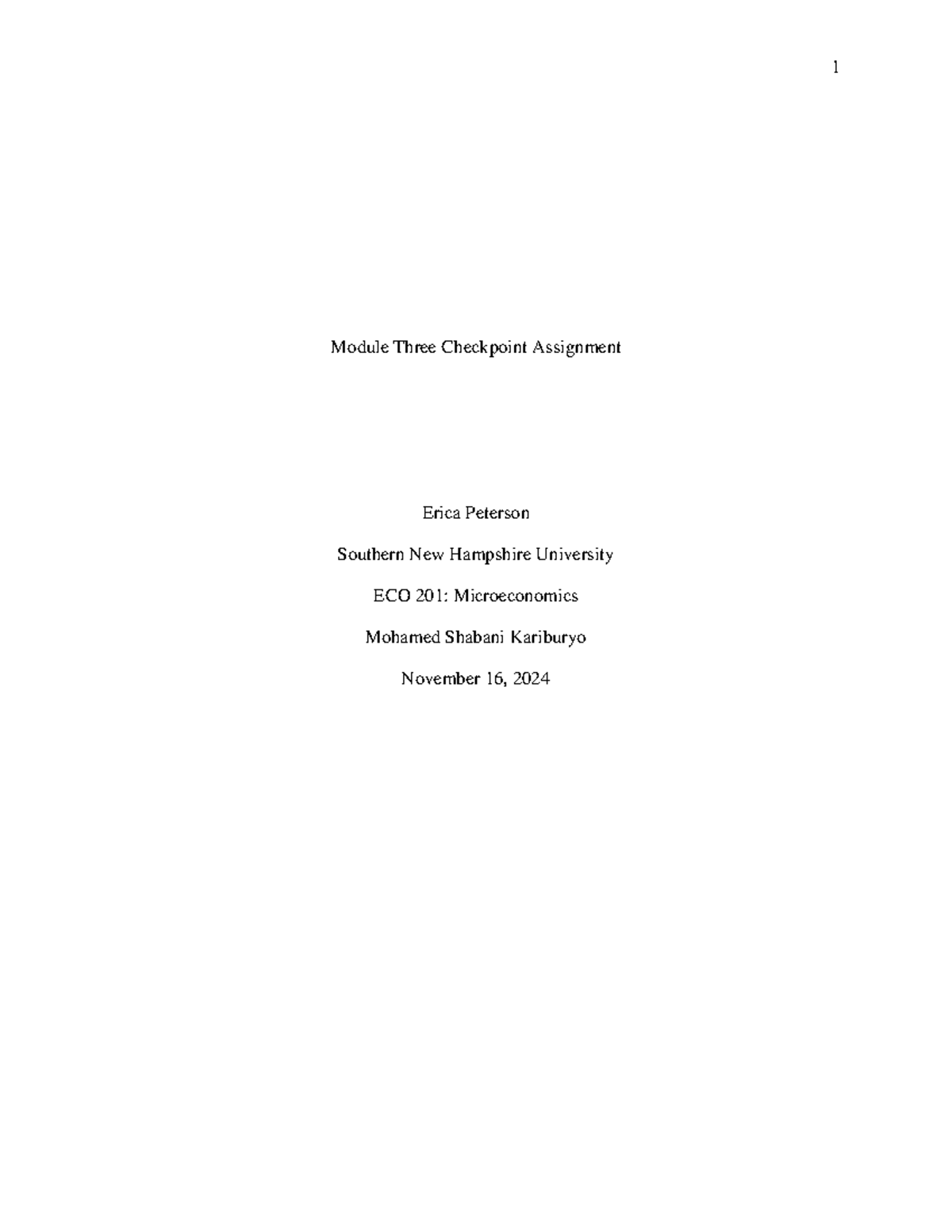 ECO 201 Module Three Checkpoint Ford - Module Three Checkpoint ...