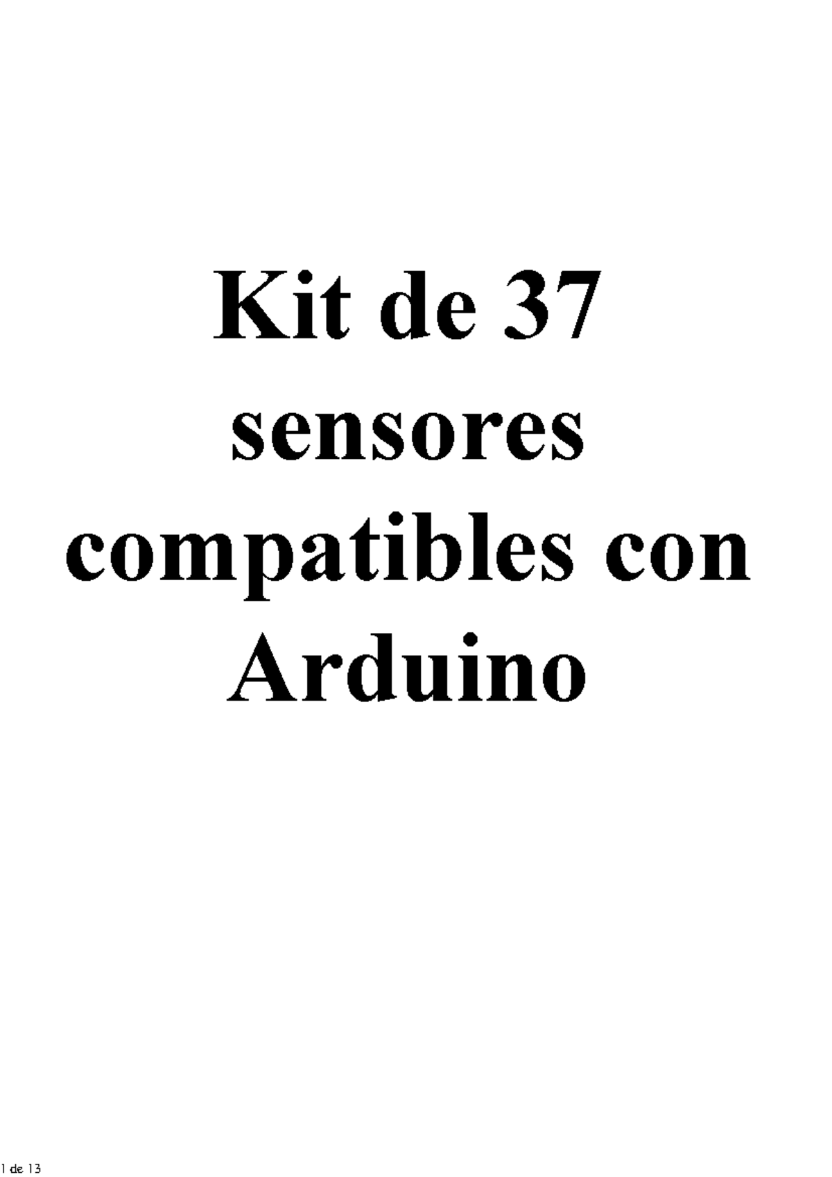 Kit 37 Sensores Arduino Especificaciones Kit De 37 Sensores Compatibles Con Arduino Item
