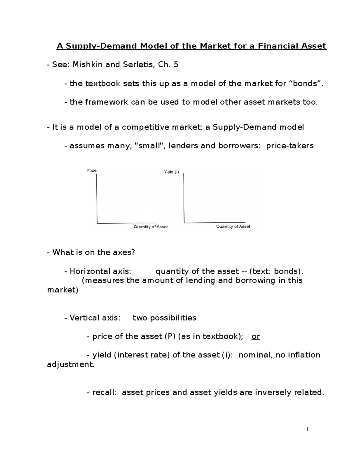 A Supply-Demand Model of the Market for a Financial Asset - 5 the ...