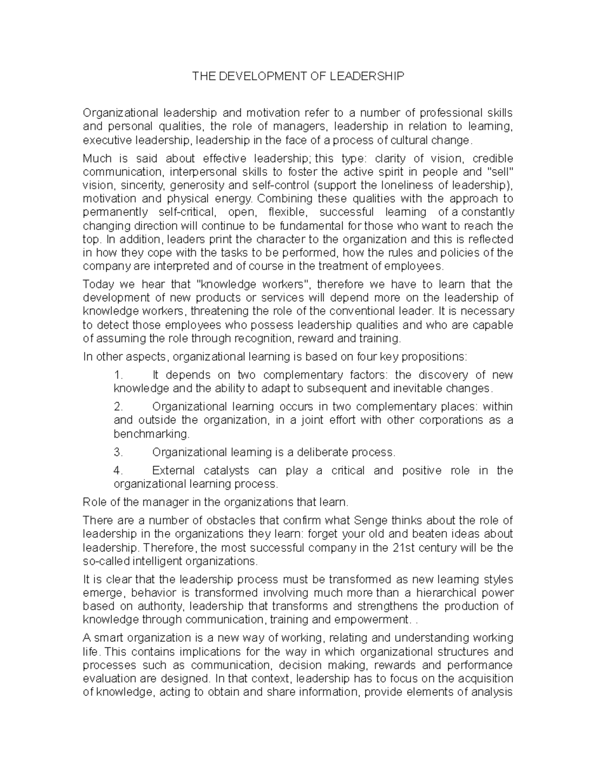 THE DEVELOPMENT OF LEADERSHIP - THE DEVELOPMENT OF LEADERSHIP ...