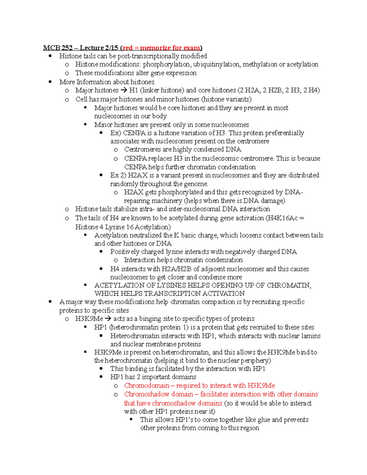 MCB 252 – Exam 2 - Exam 2 summary and lecture notes - MCB 252 – Lecture ...