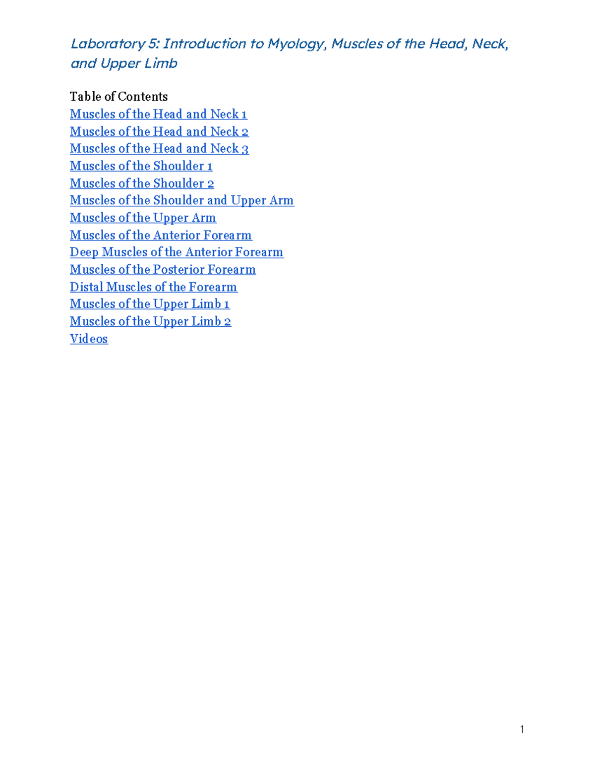 Laboratory 5 Introduction to Myology, Muscles of the Head, Neck, and ...
