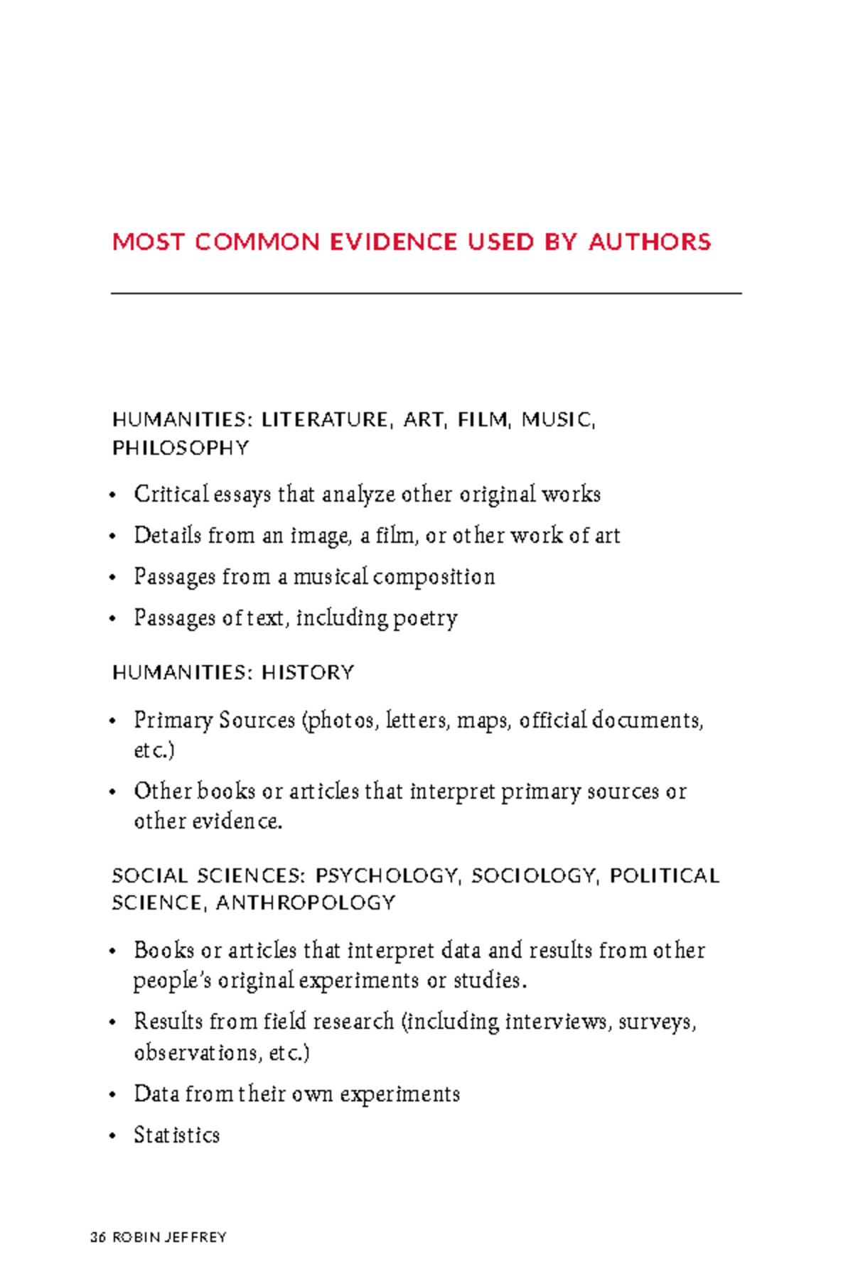 About writing a guide 4 - MOST COMMON EVIDENCE USED BY AUTHORS ...