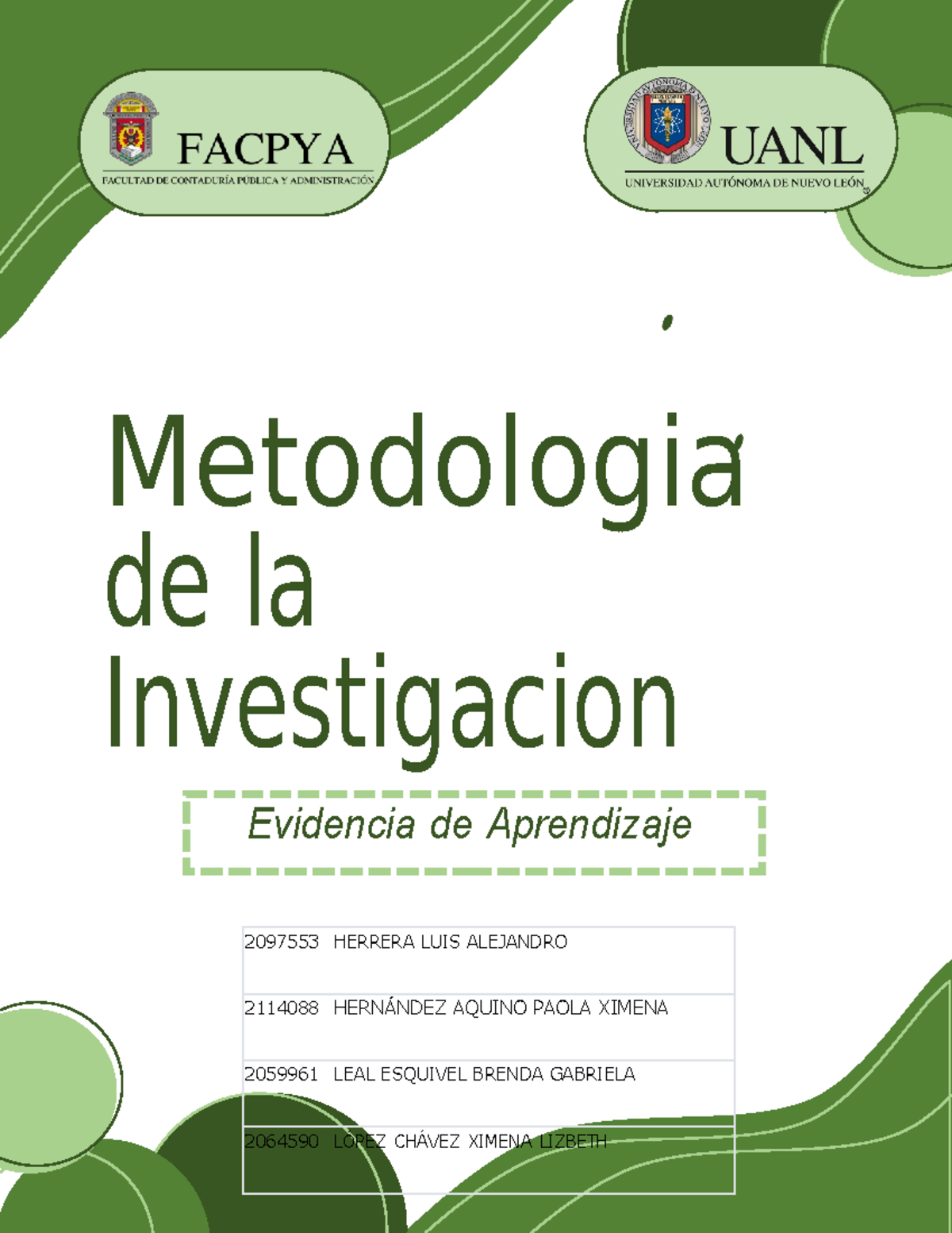 Equipo 3 EV2 Met Inv - Metodologia de la Investigacion 2097553 HERRERA LUIS ALEJANDRO 2114088 ...