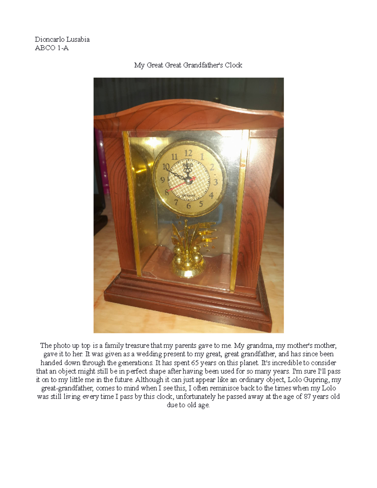 Lusabia Rhist Module 1 - dgreegeg - Dioncarlo Lusabia ABCO 1-A My Great ...