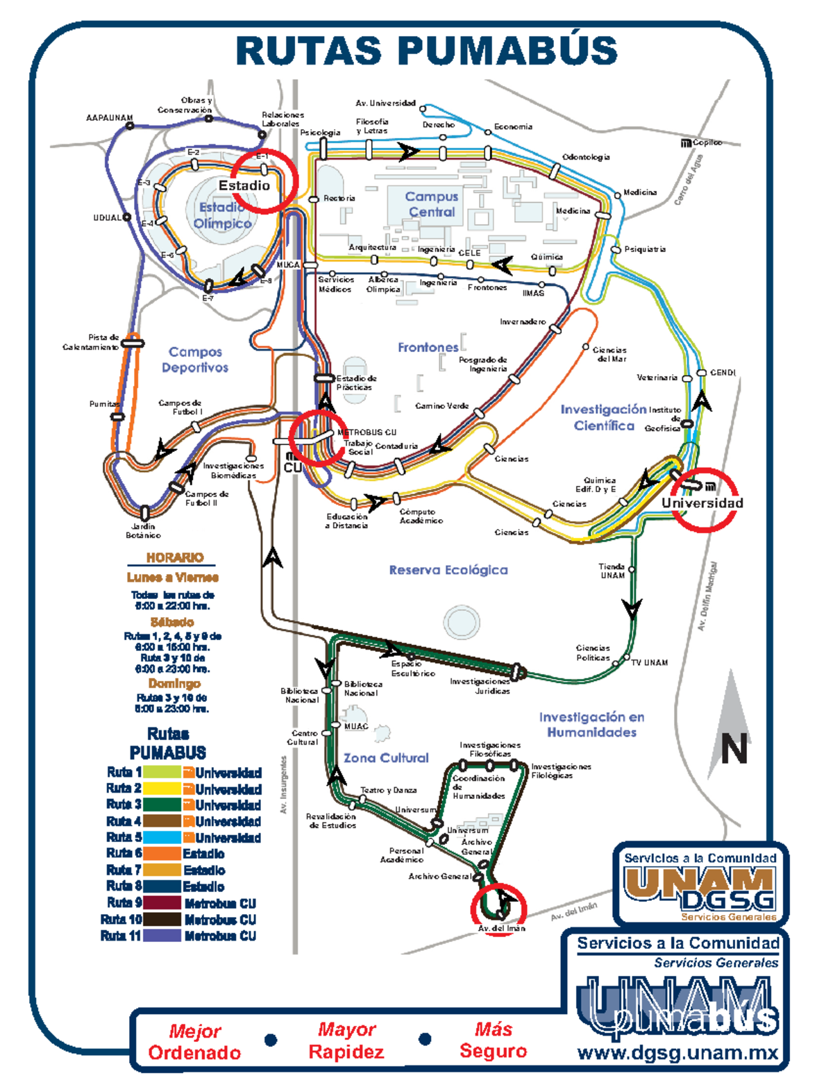 Pumabus Rutas - Estadio Investigaciones Jurídicas Espacio Escultórico ...