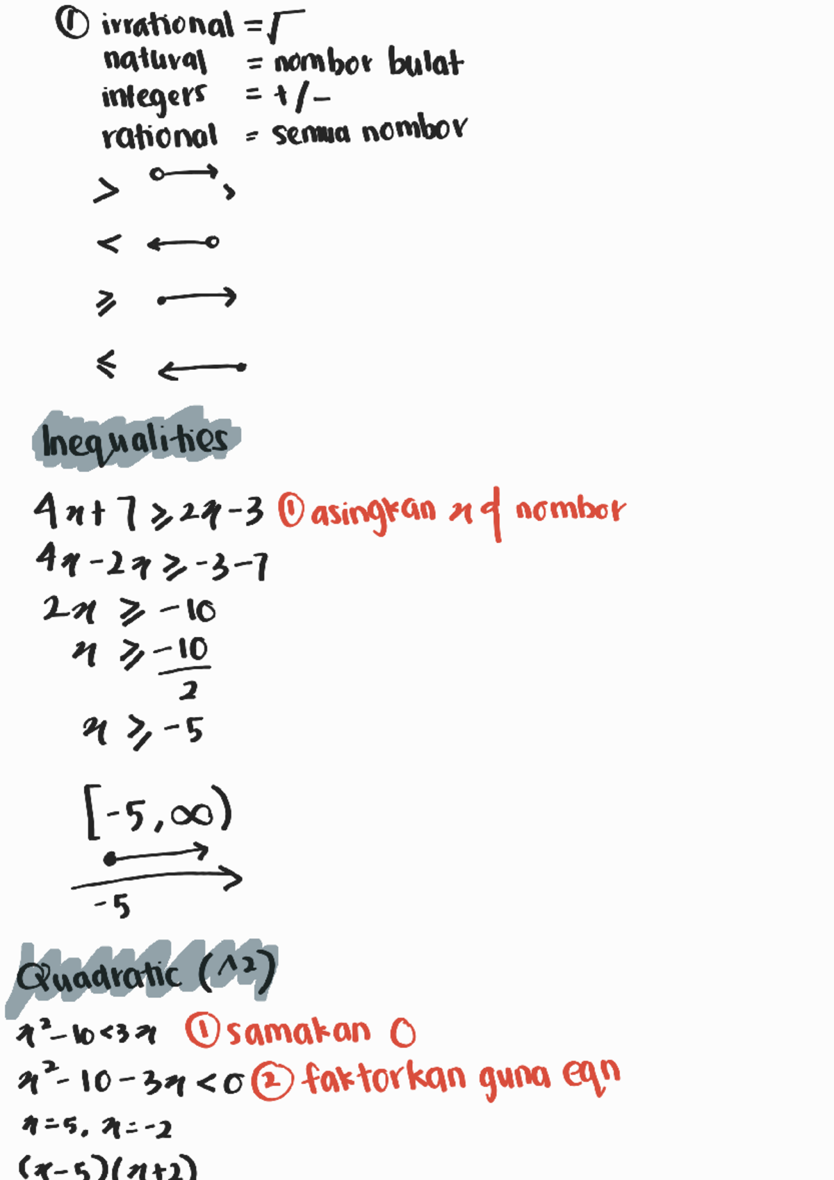 Notes 9238479 8234y - I irrational =T natural = nombor bulat integers ...