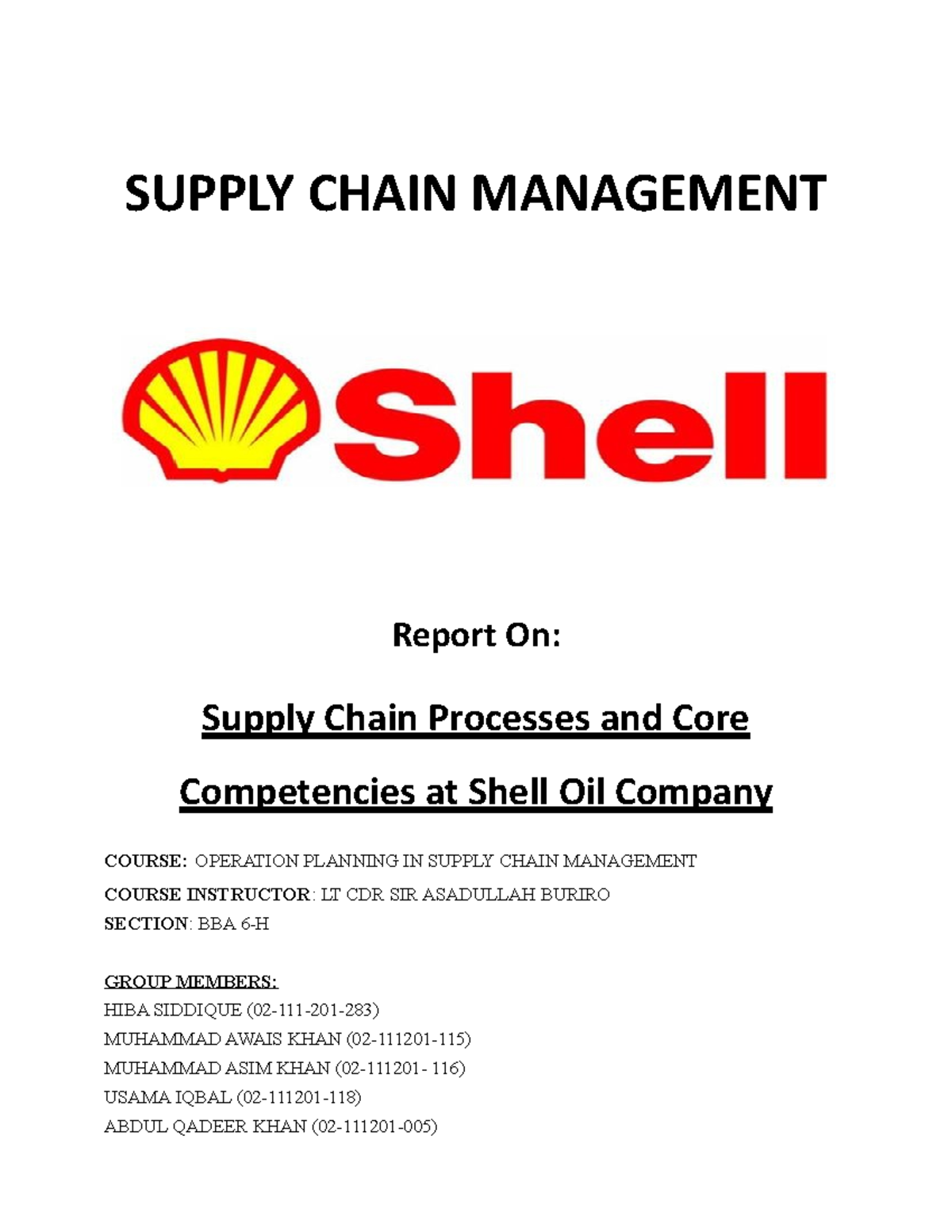 Shellscm-180806185749 - SUPPLY CHAIN MANAGEMENT Report On: Supply Chain ...