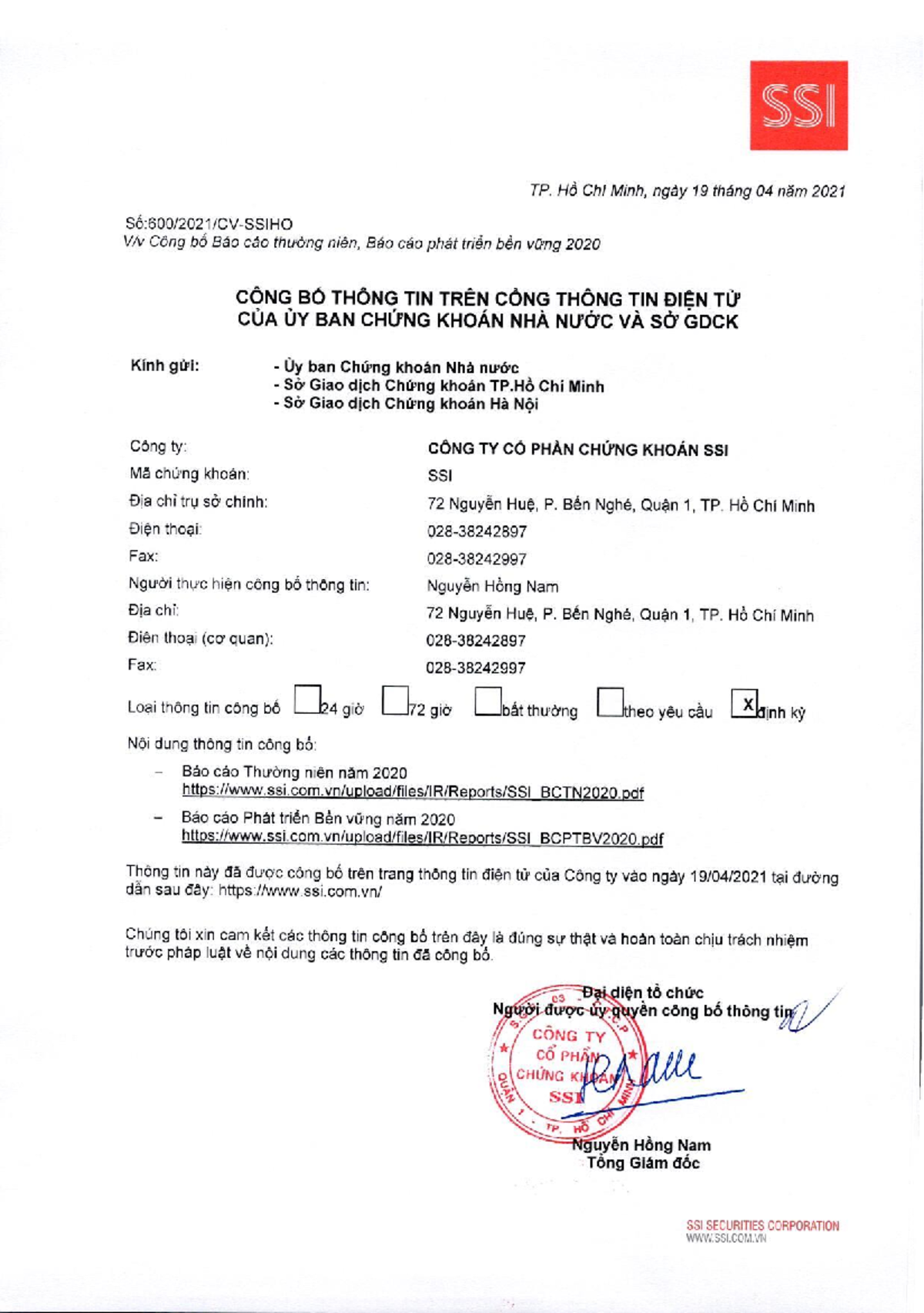 20210419 SSI CBTT Bao cao thuong nien PTBV 2020 - Đầu tư tài chính ...