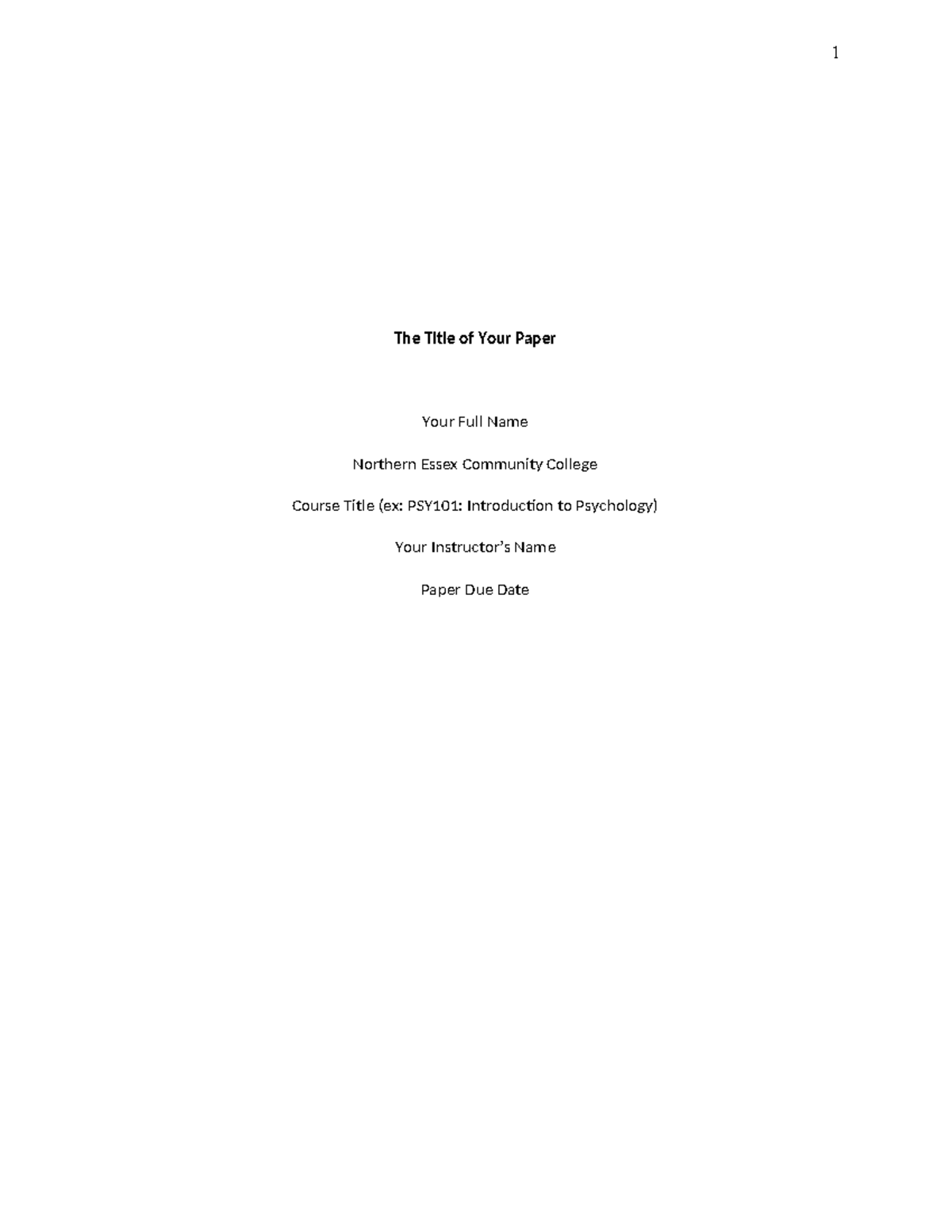 APA Style Student Paper Template 7th Edition - The Title of Your Paper ...