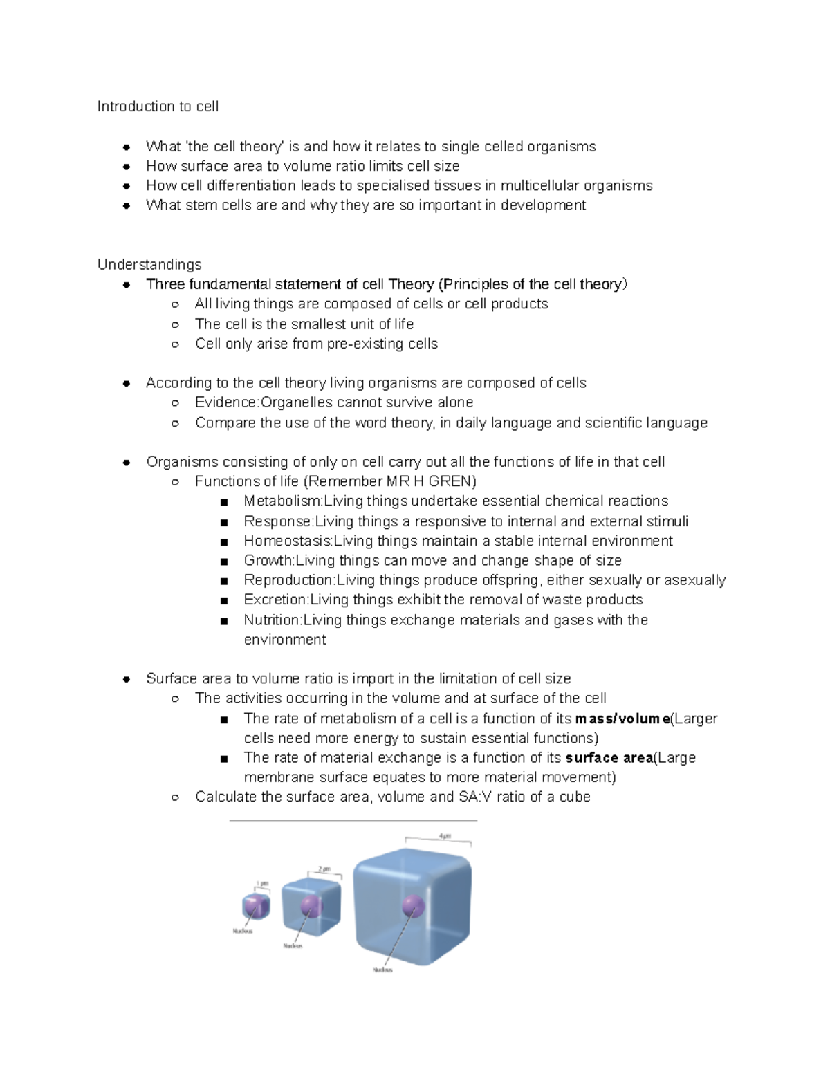 1.1 Introduction to cell - Introduction to cell What ‘the cell theory ...