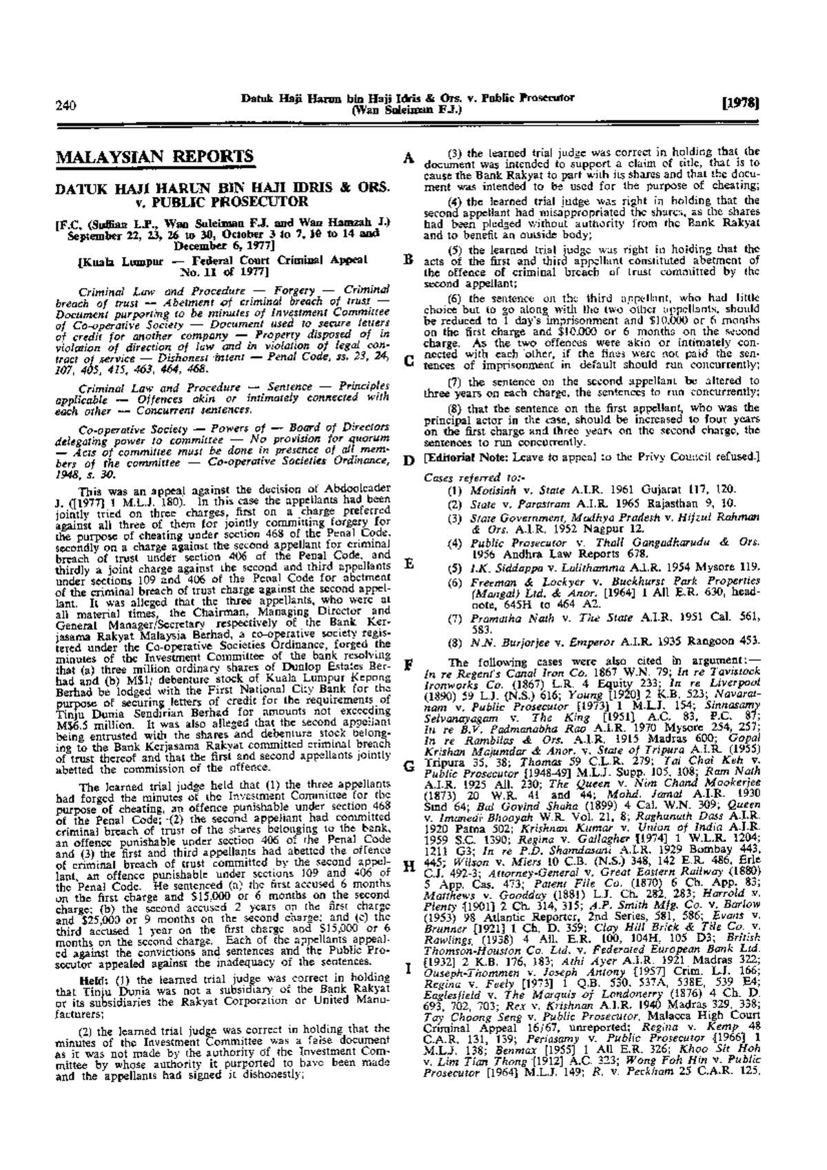 Datuk HAJI Harun BIN HAJI Idris & ORS v Public Prosecutor - Criminal ...