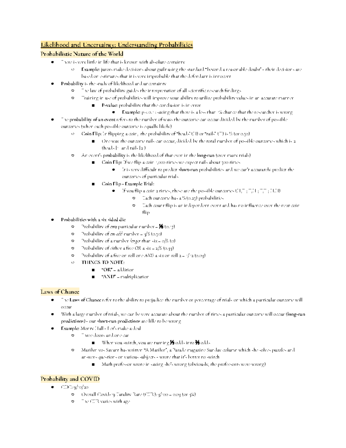 Exam 3 Lecture Notes - Likelihood and Uncertainty: Understanding ...