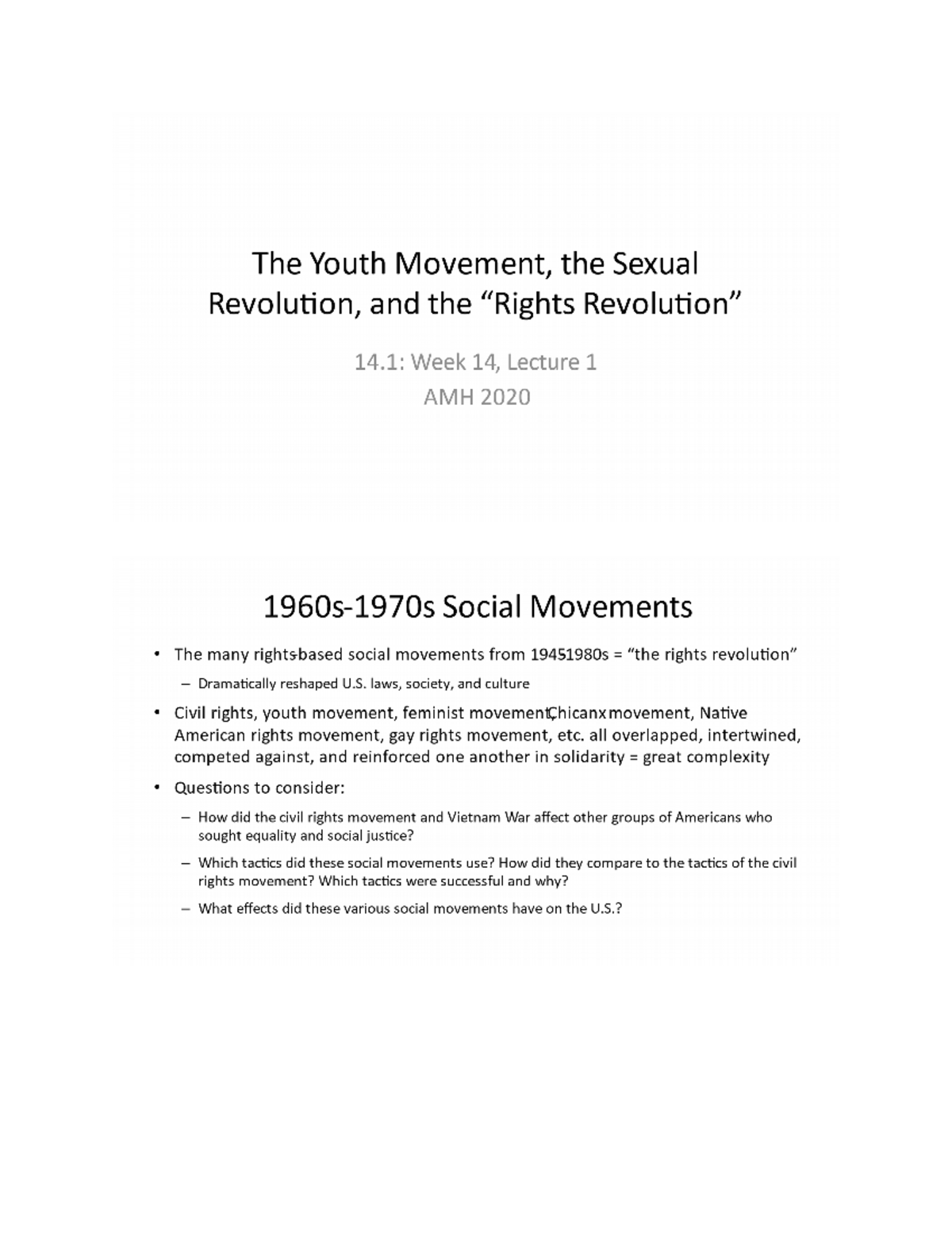 CH.13-1960s-1970s - The Youth Movement, the Sexual Revolution, and the ...