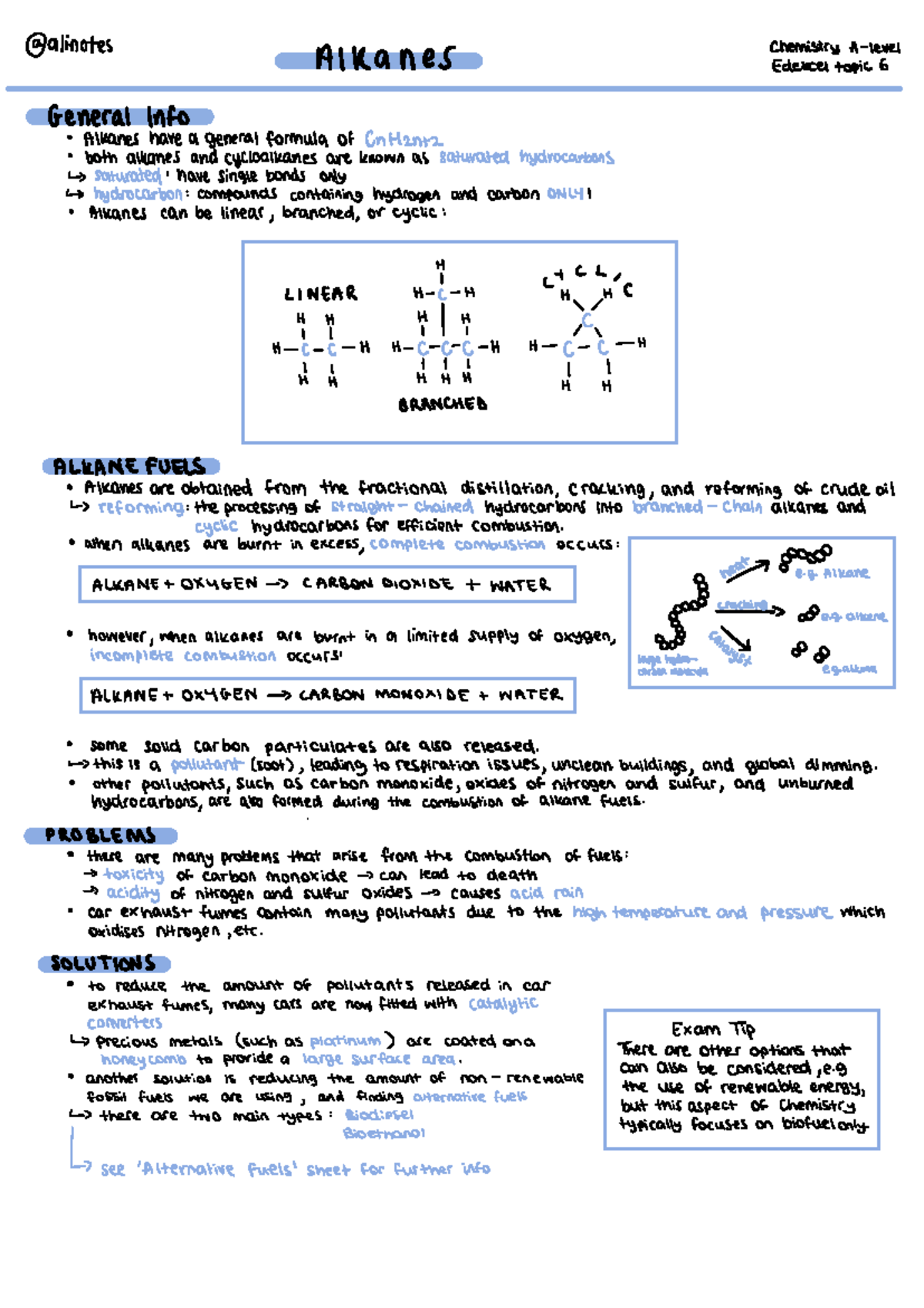 Alkanes Ali Notes - Studocu