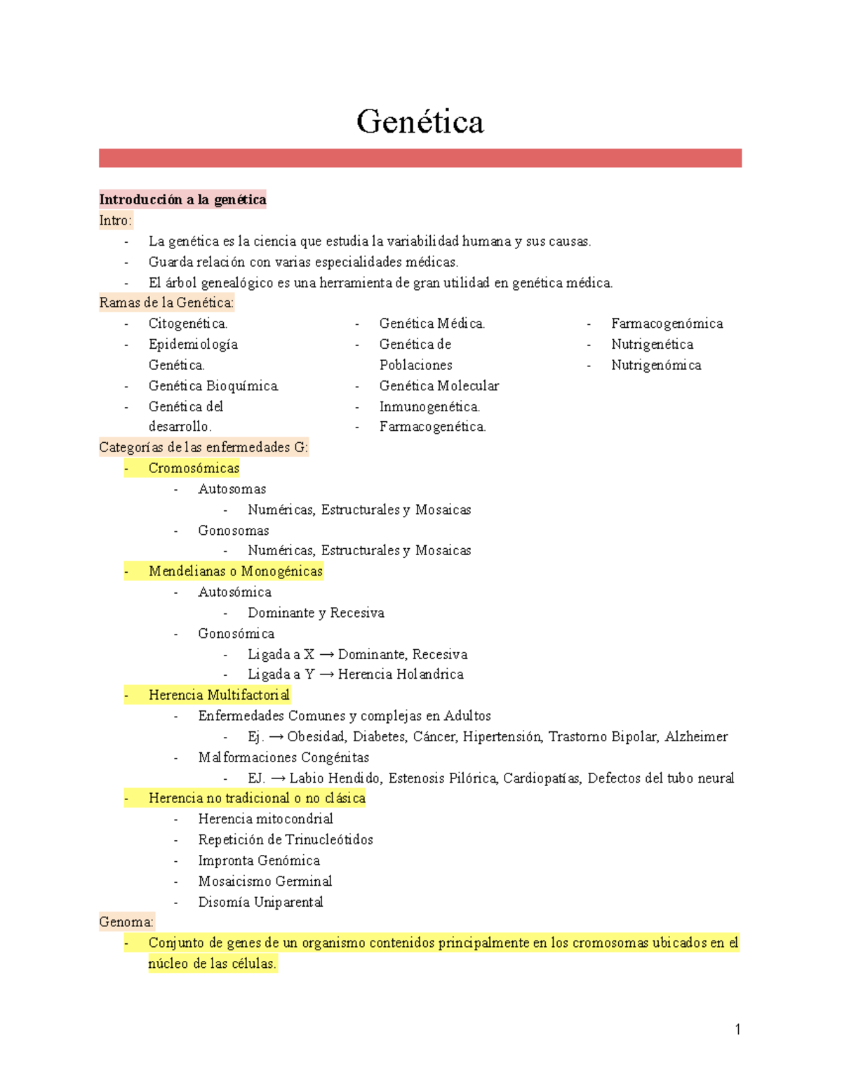Genetica - Repaso general de embriología - Genética - Studocu