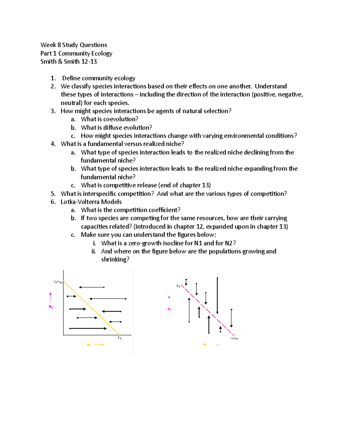 Week 8 Study Questions Community Ecology Part 1 - Week 8 Study ...