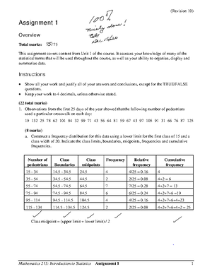 Mathematics 215-Course Orientation. - MATHEMATICS 215: INTRODUCTION TO STATISTICS Course ...