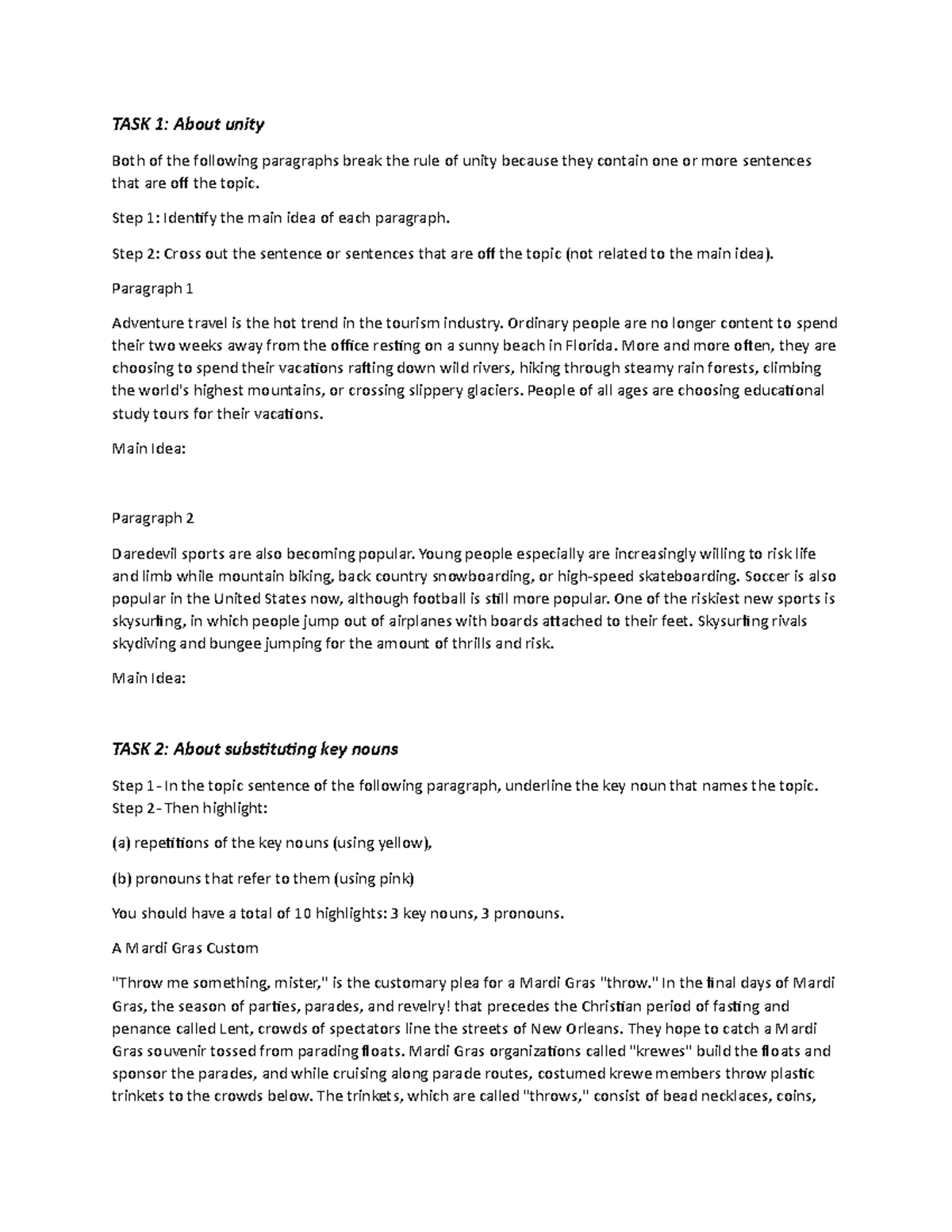 Unity Lecture Notes 1 Task 1 About Unity Both Of The Following Paragraphs Break The Rule Of