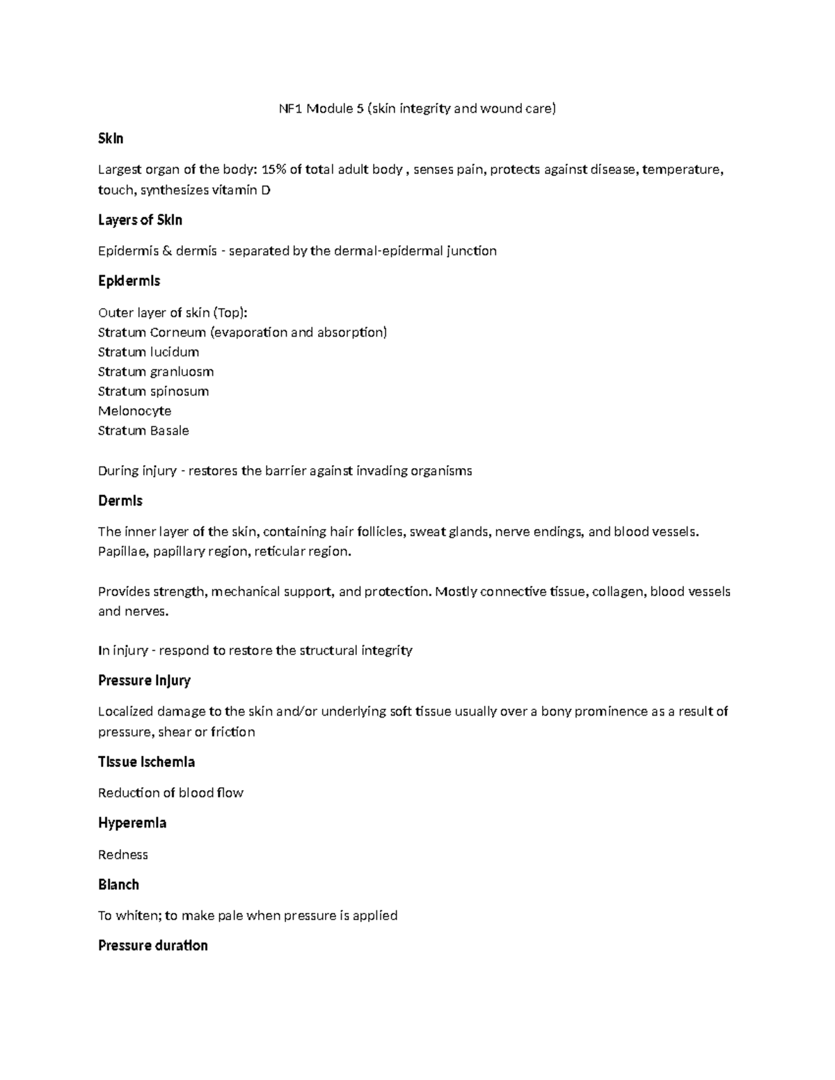 NF1 Module 5 - Learning Objectives - NF1 Module 5 (skin integrity and ...