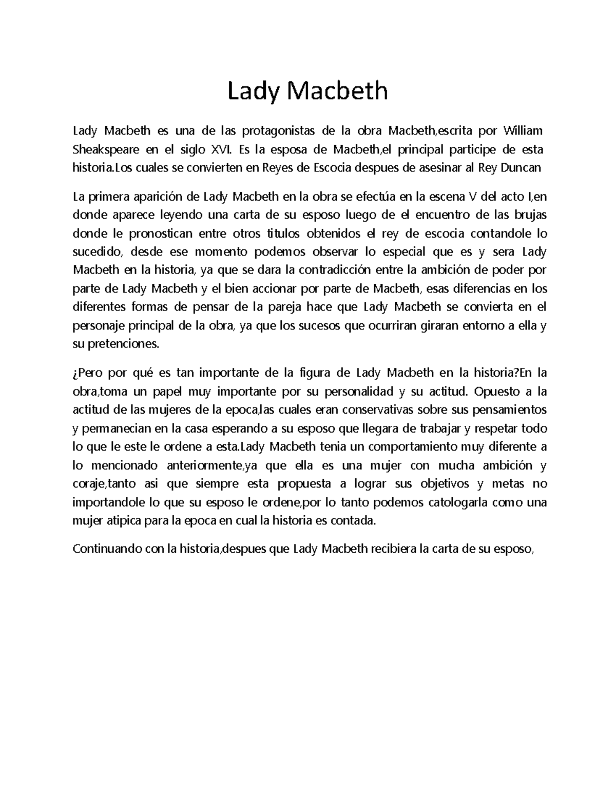 Lady Macbeth monologo - Lady Macbeth Lady Macbeth es una de las ...