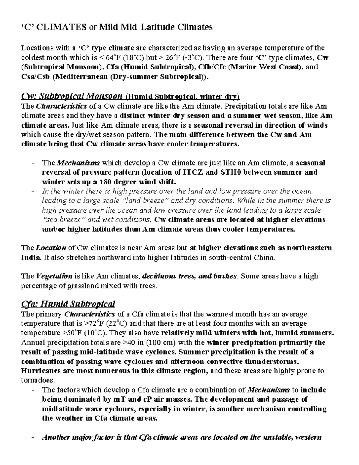 LECT22 C Climates-e LC - hopkins - ‘C’ CLIMATES or Mild Mid-Latitude ...