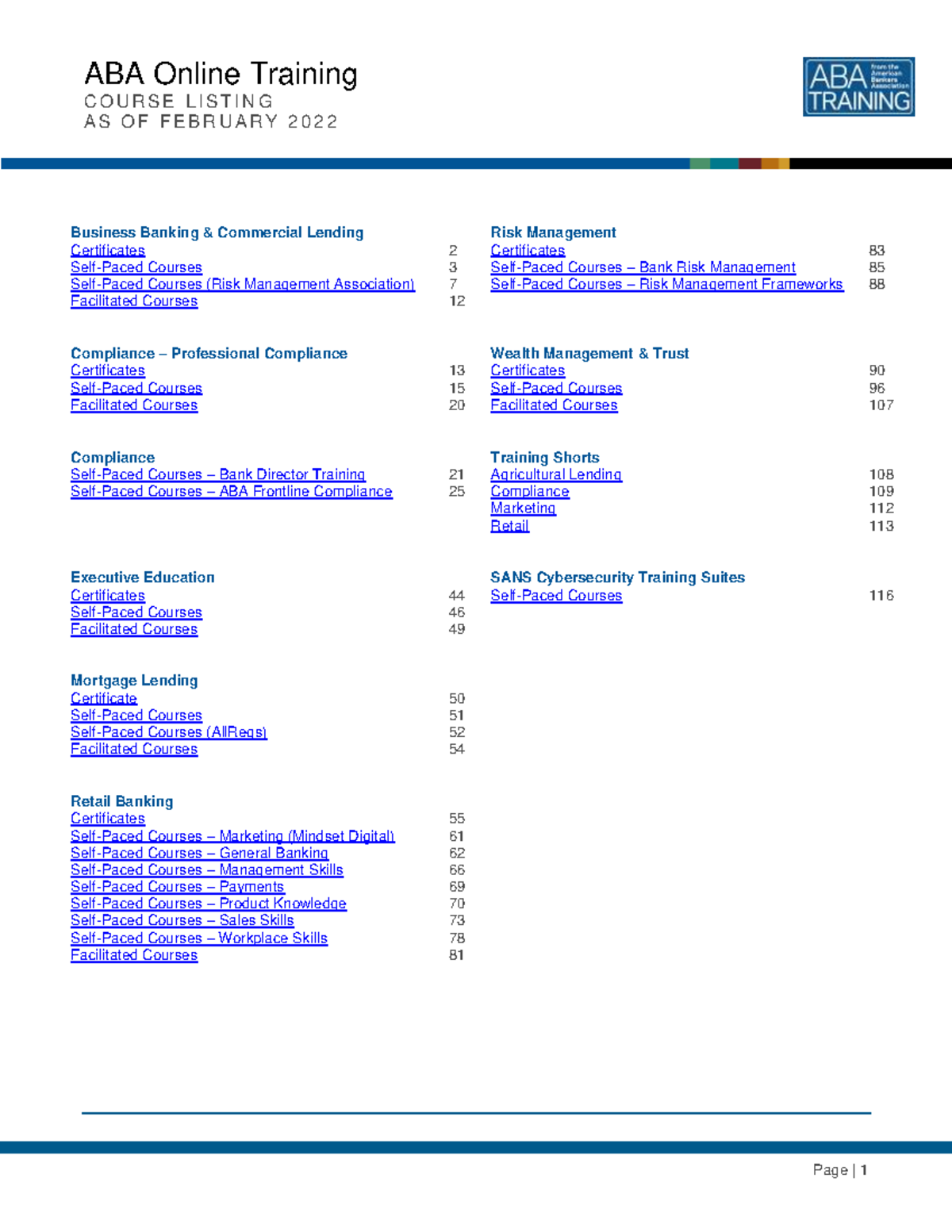 ABA Online Training Catalog February 2022 LATP - C O U R S E L I S T I ...
